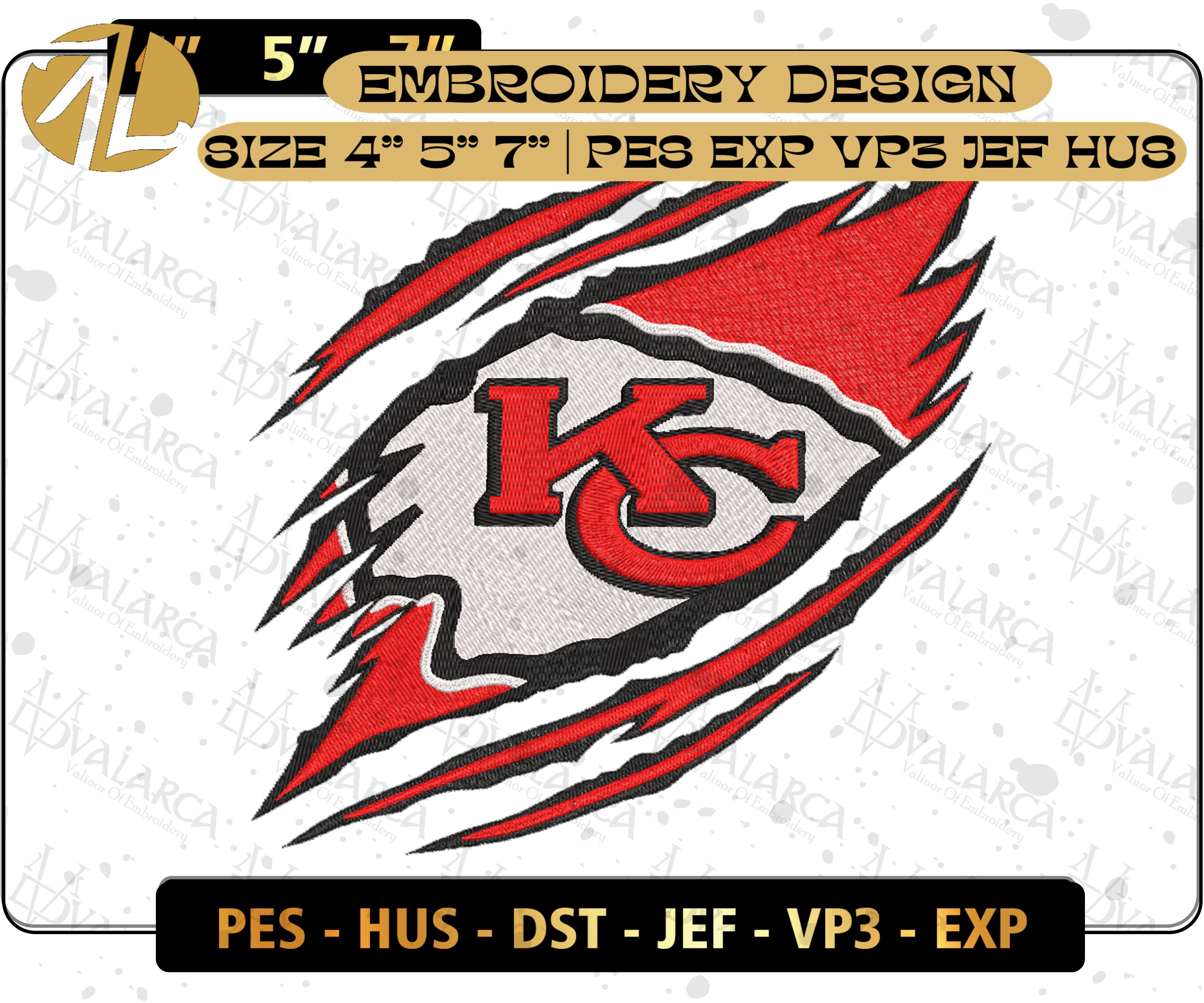 NFL Kansas City Chiefs Logo Embroidery Design, NFL Football | Inspire ...
