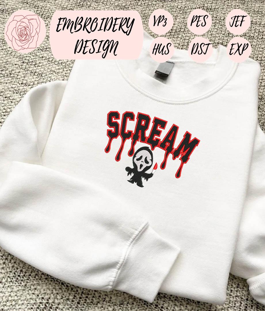Scream GhoScary Halloween Embroidery Design, Ghost Face Craf | Inspire ...