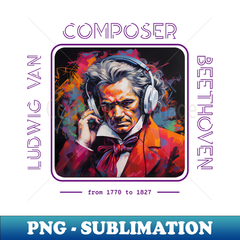 Ludwig Van Beethoven Composer wearing Headphones - Signatur | Inspire ...