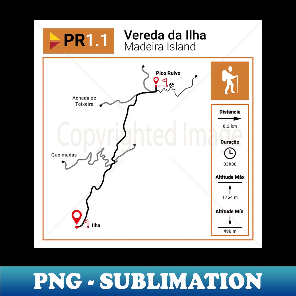 Madeira Island PR11 VEREDA DA ILHA trail map - Instant PNG S | Inspire ...
