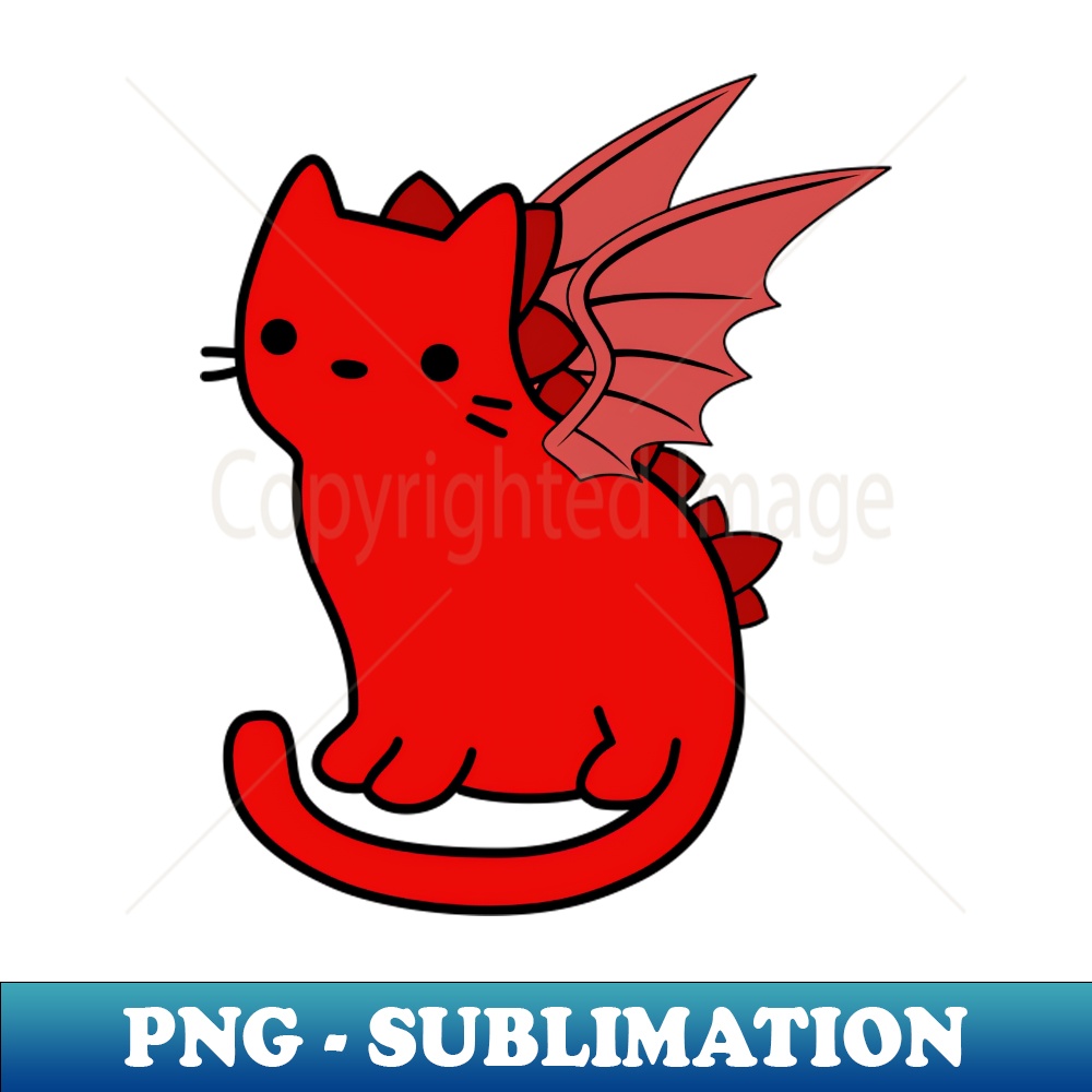Cute Cat Red Dragon Calm Drake - Premium Sublimation Digital | Inspire Uplift