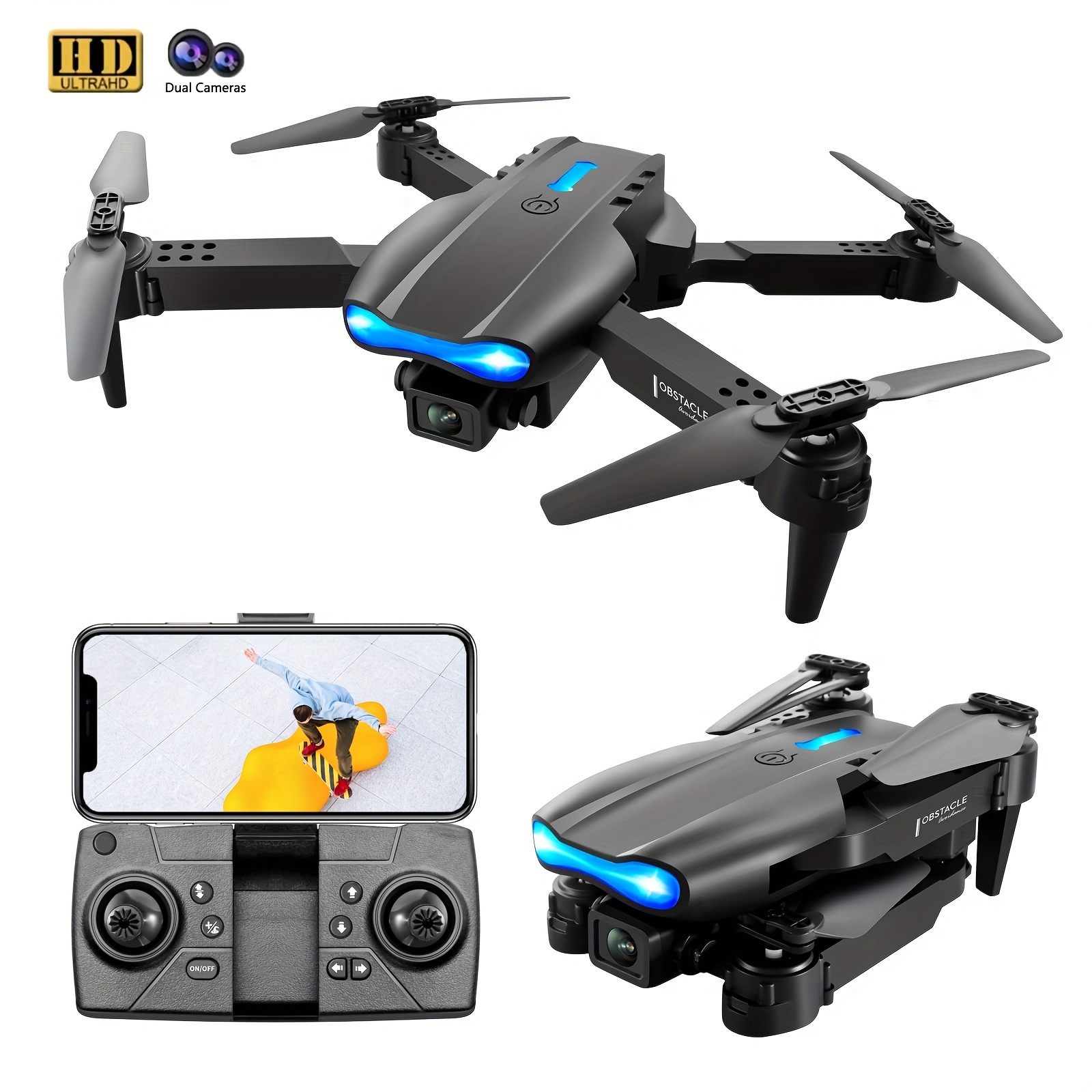E99 K3 Pro Black DRONE Quadcopter UAV: Dual HD Cameras, Thre | Inspire Uplift