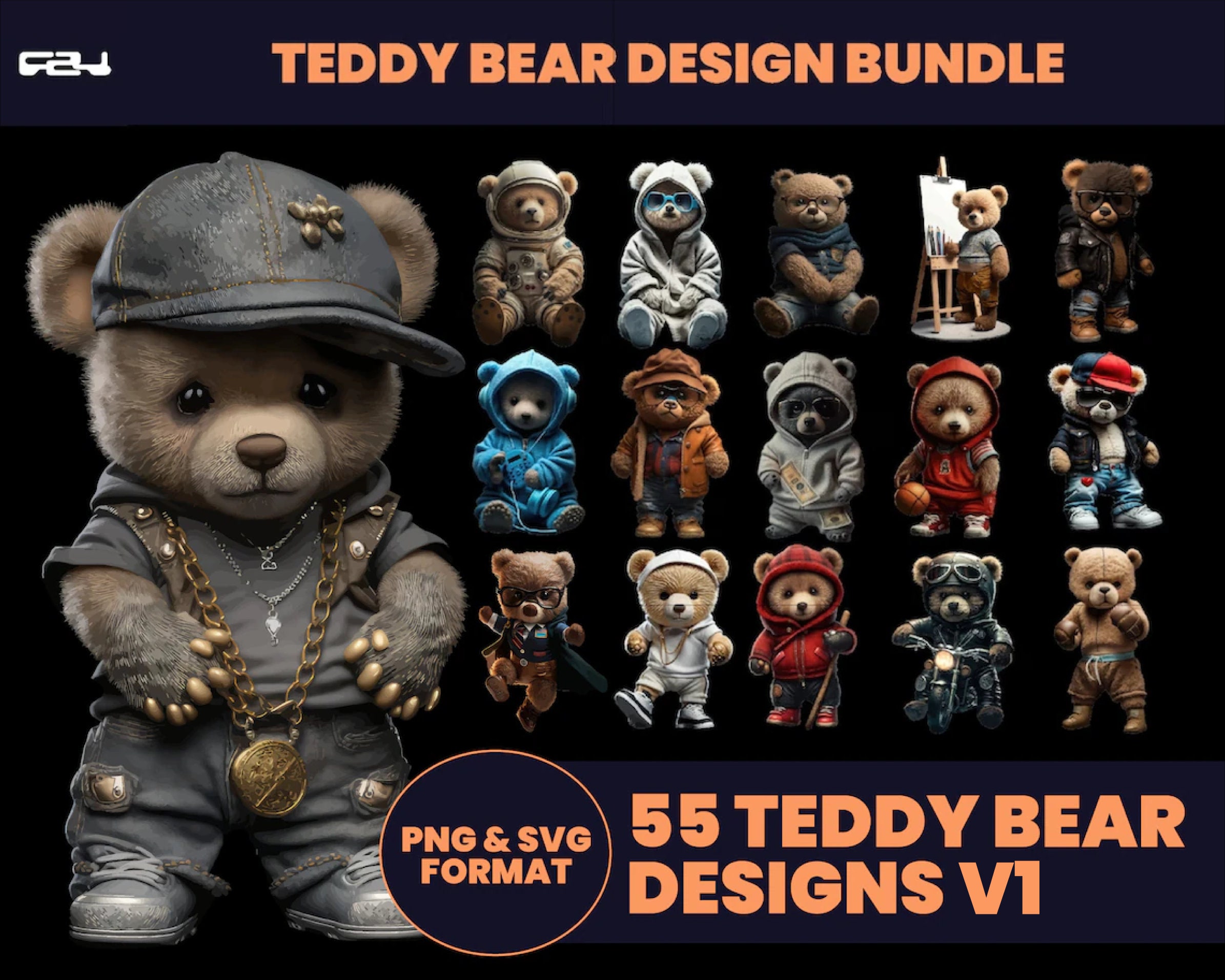 Bear Tshirt designs bundle, Bear Streetwear design,Bear desi | Inspire ...