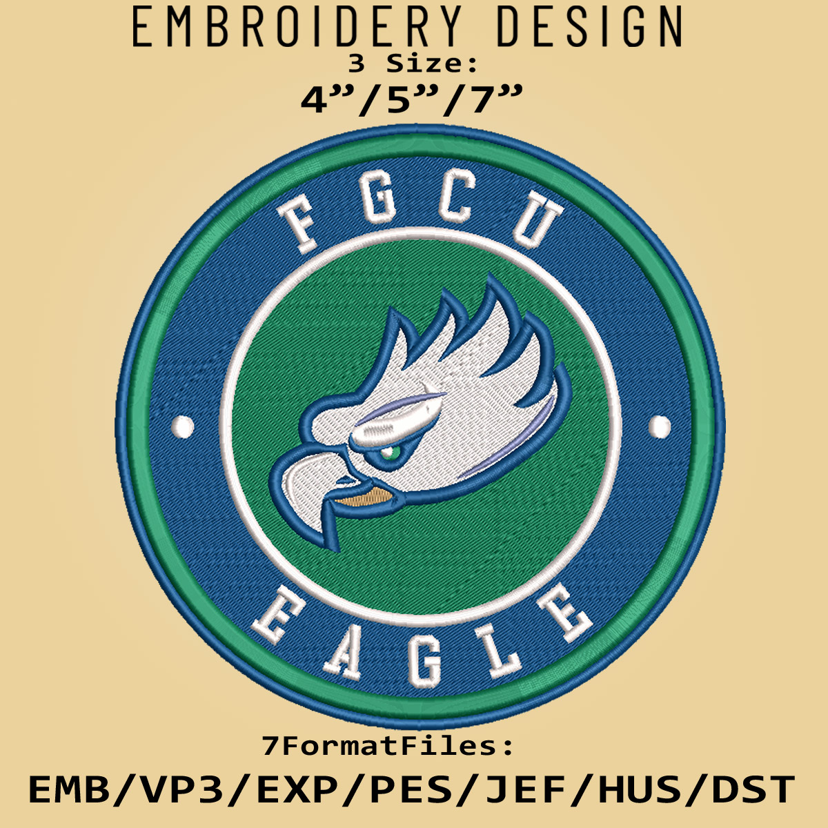 NCAA Logo Florida Gulf Coast Eagles, Embroidery design, Embr | Inspire ...