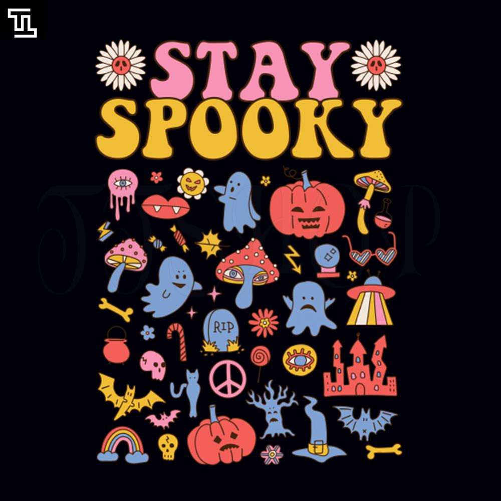 Stay Spooky Groovy Halloween Halloween PNG | Inspire Uplift