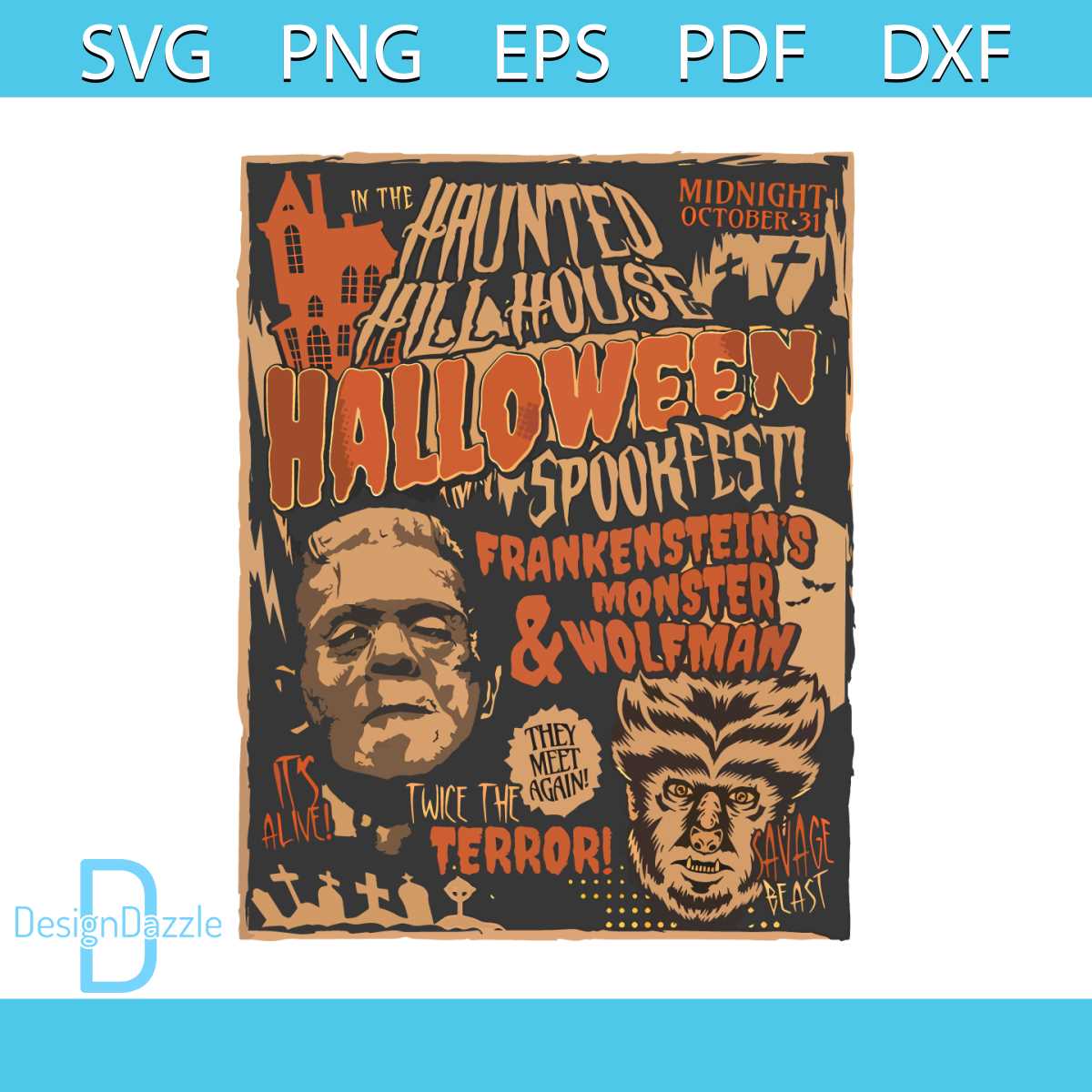 Vintage Frankensteins Monster Meets Wolfman SVG Download - Inspire Uplift