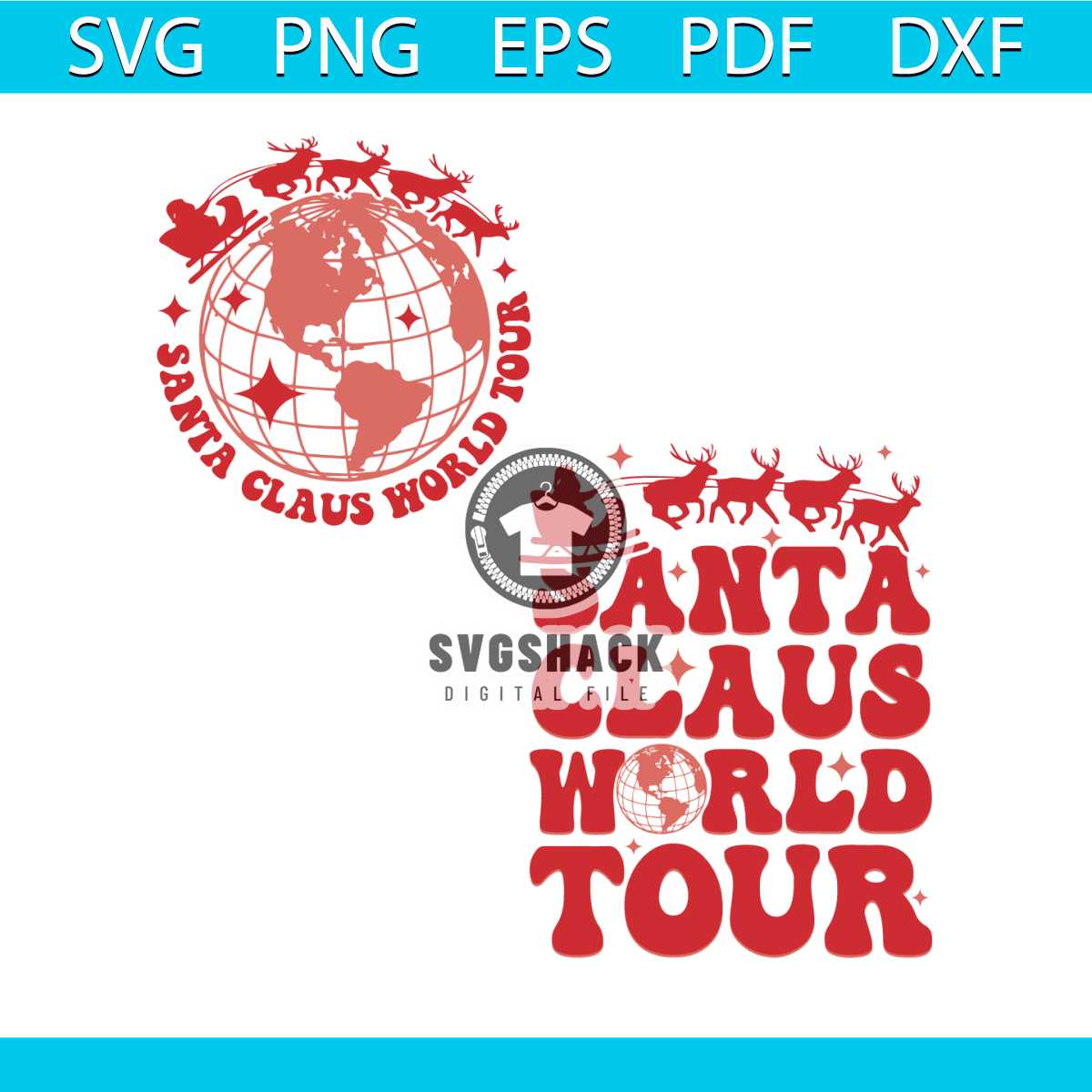 Retro Vintage Christmas Santa Claus World Tour SVG Download - Inspire ...