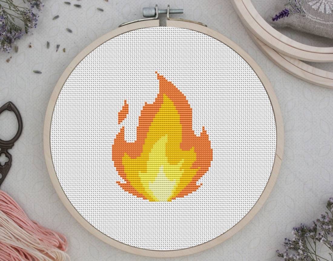 Fire cross stitch pattern Digital format PDF Fire embroidery | Inspire ...