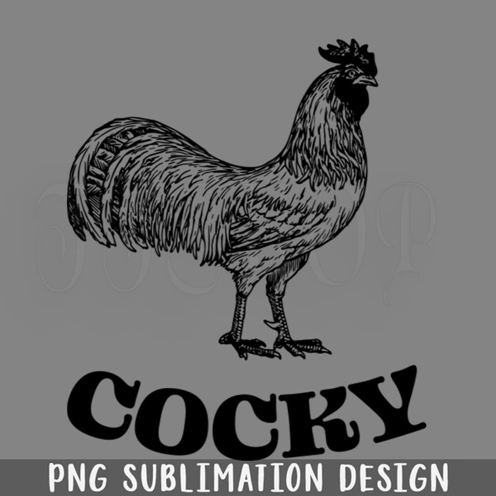Cocky Rooster Funny Vintage Drawing PNG Download | Inspire Uplift