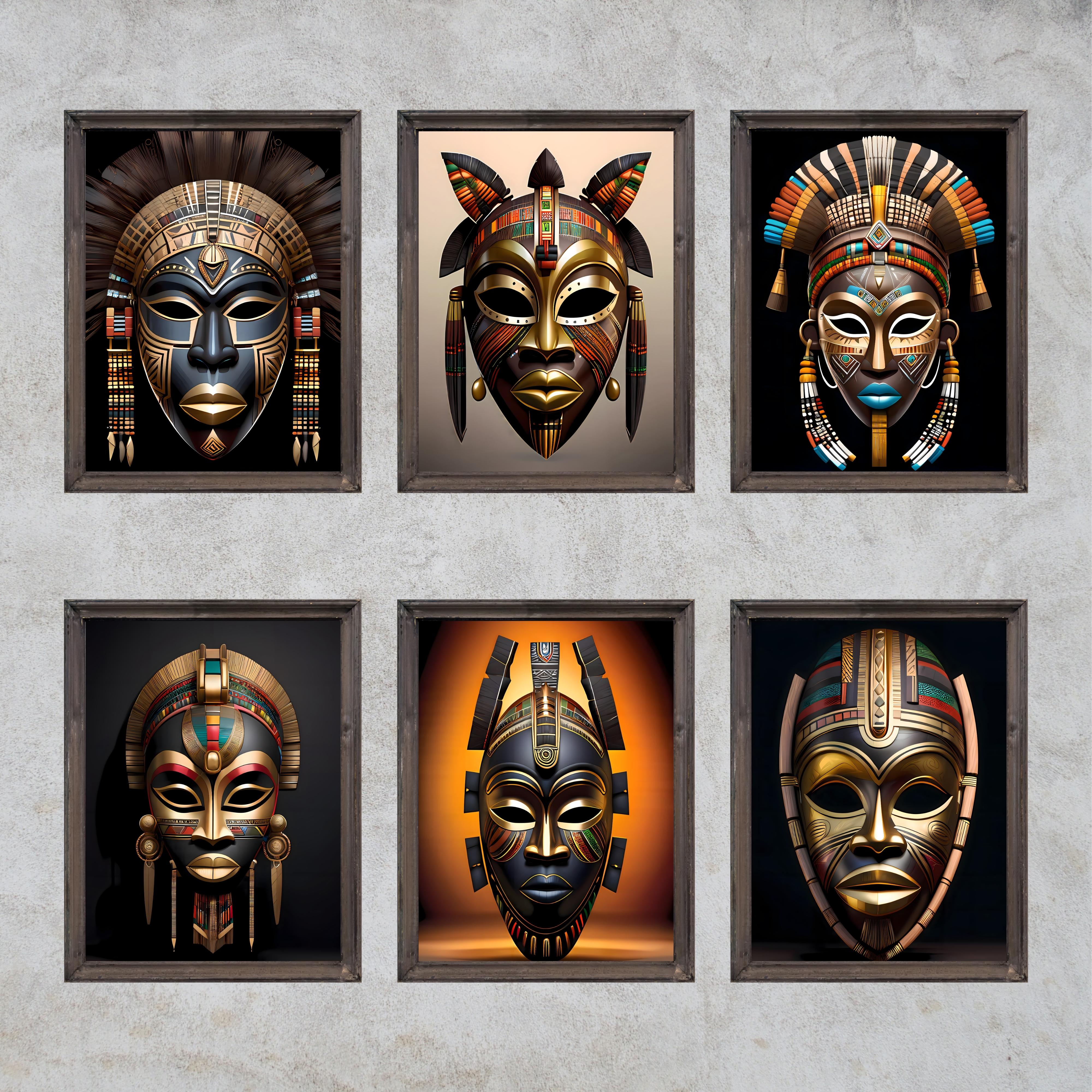 Set Of 6 African Mask Printable Wall Art, Ethnic and Traditi - Inspire ...