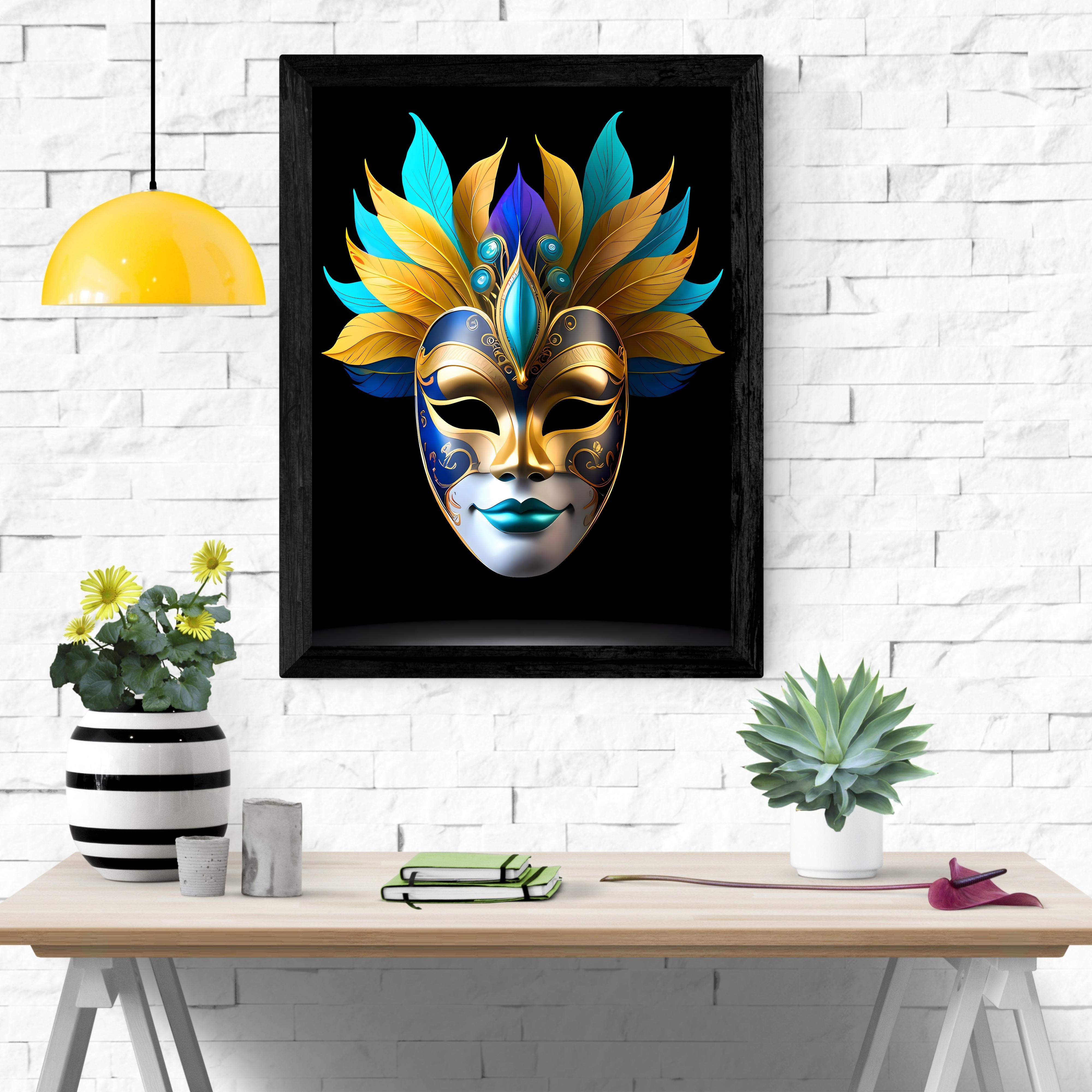 Brazilian Rio Carnival Mask Printable Wall Art, Traditional | Inspire ...