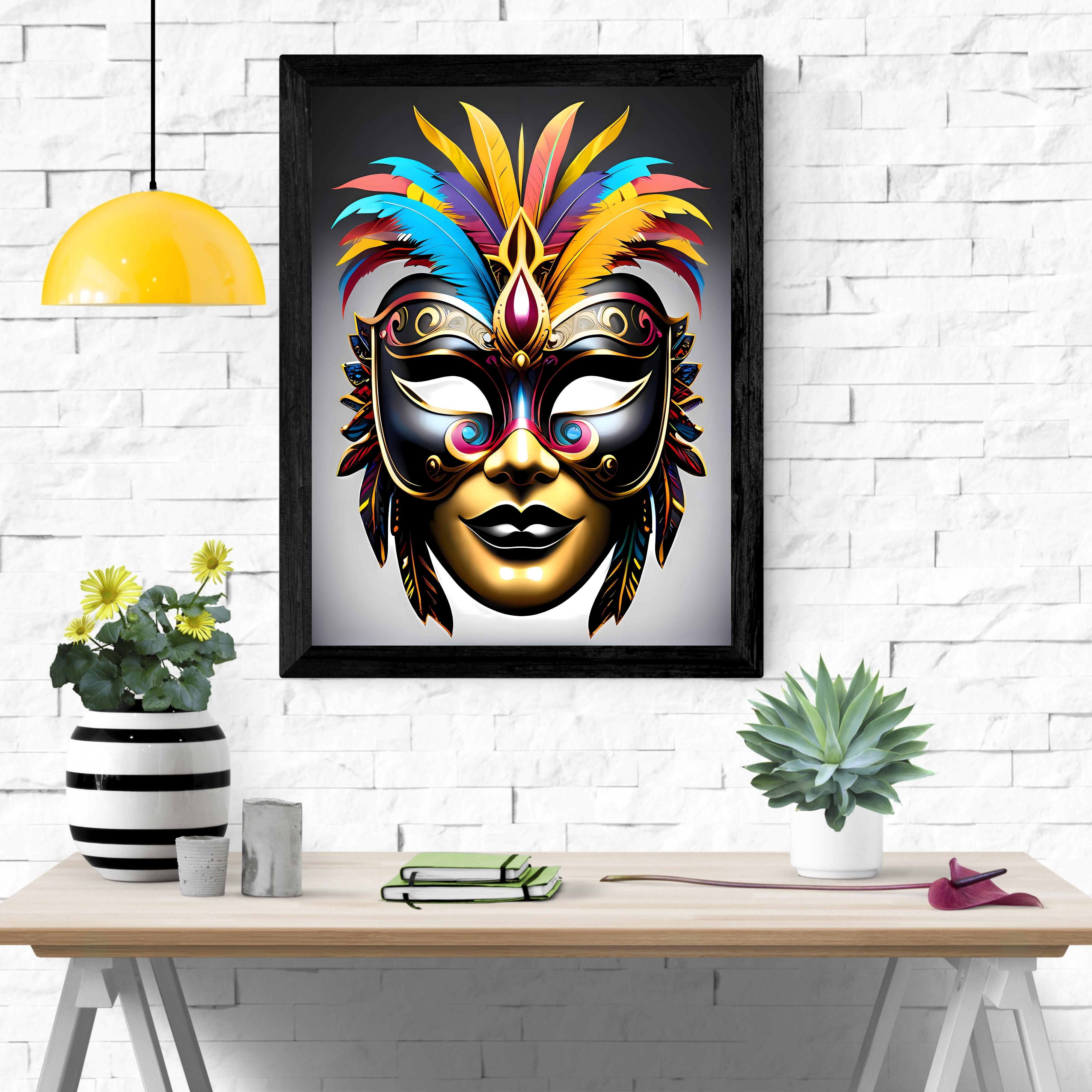Brazilian Rio Carnival Mask Printable Wall Art, Traditional - Inspire ...