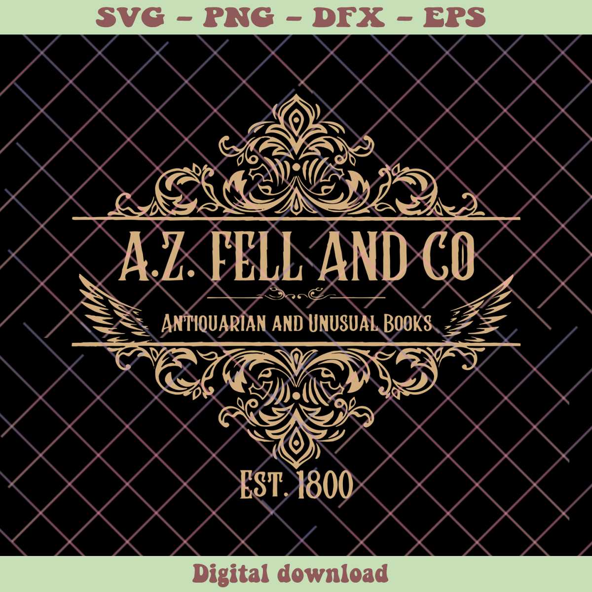 Good Omens Antiquarian and Unusual Books SVG Download | Inspire Uplift