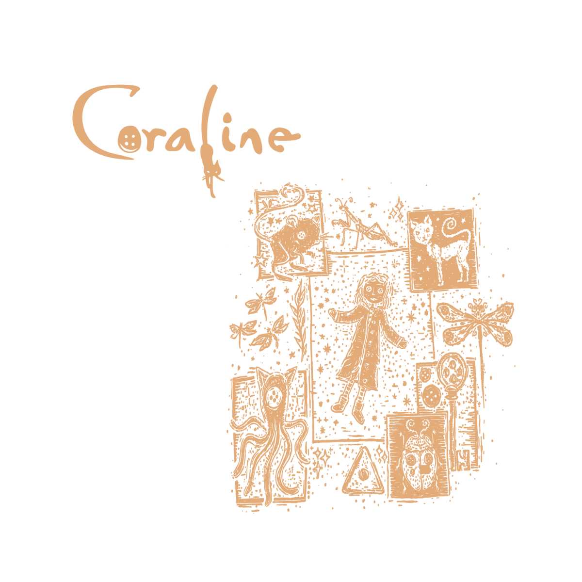 Vintage Coraline Cat Button Eyes SVG Cutting Digital File | Inspire Uplift