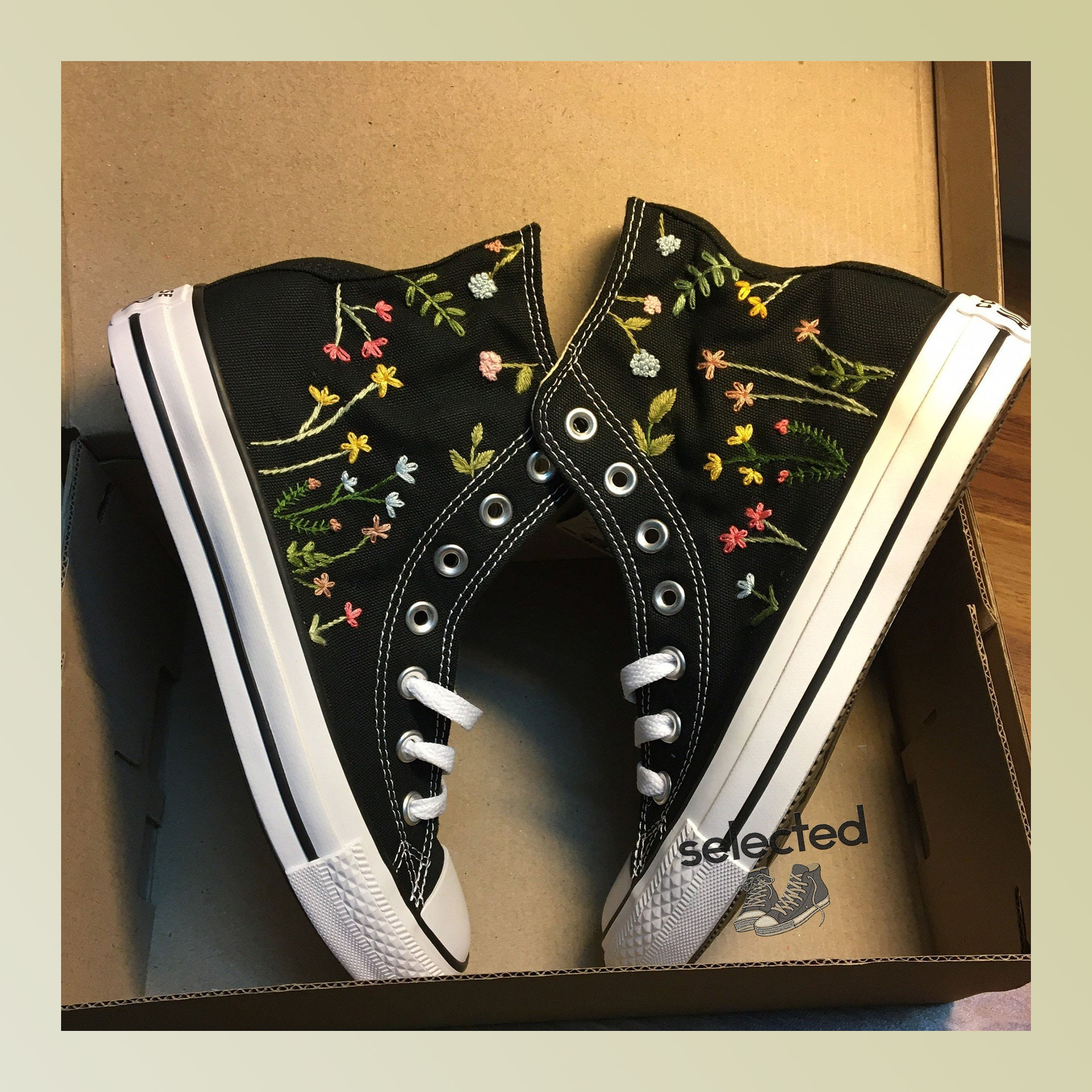 Custom Converse Flower Garden, Converse Embroidered Flowers, | Inspire ...