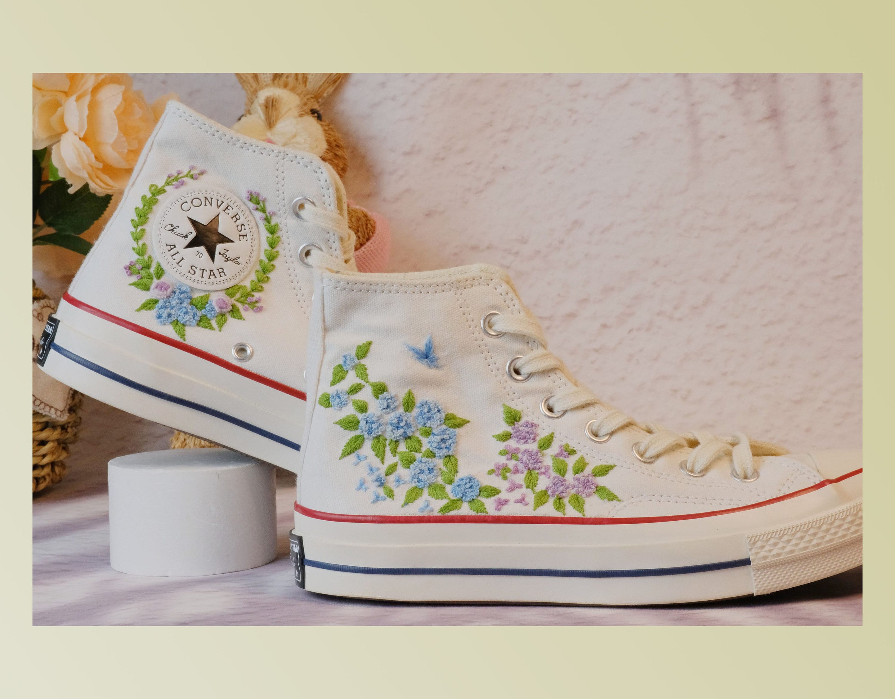 Custom Embroidery Shoes, Flower Converse Handmade, Women's S | Inspire ...