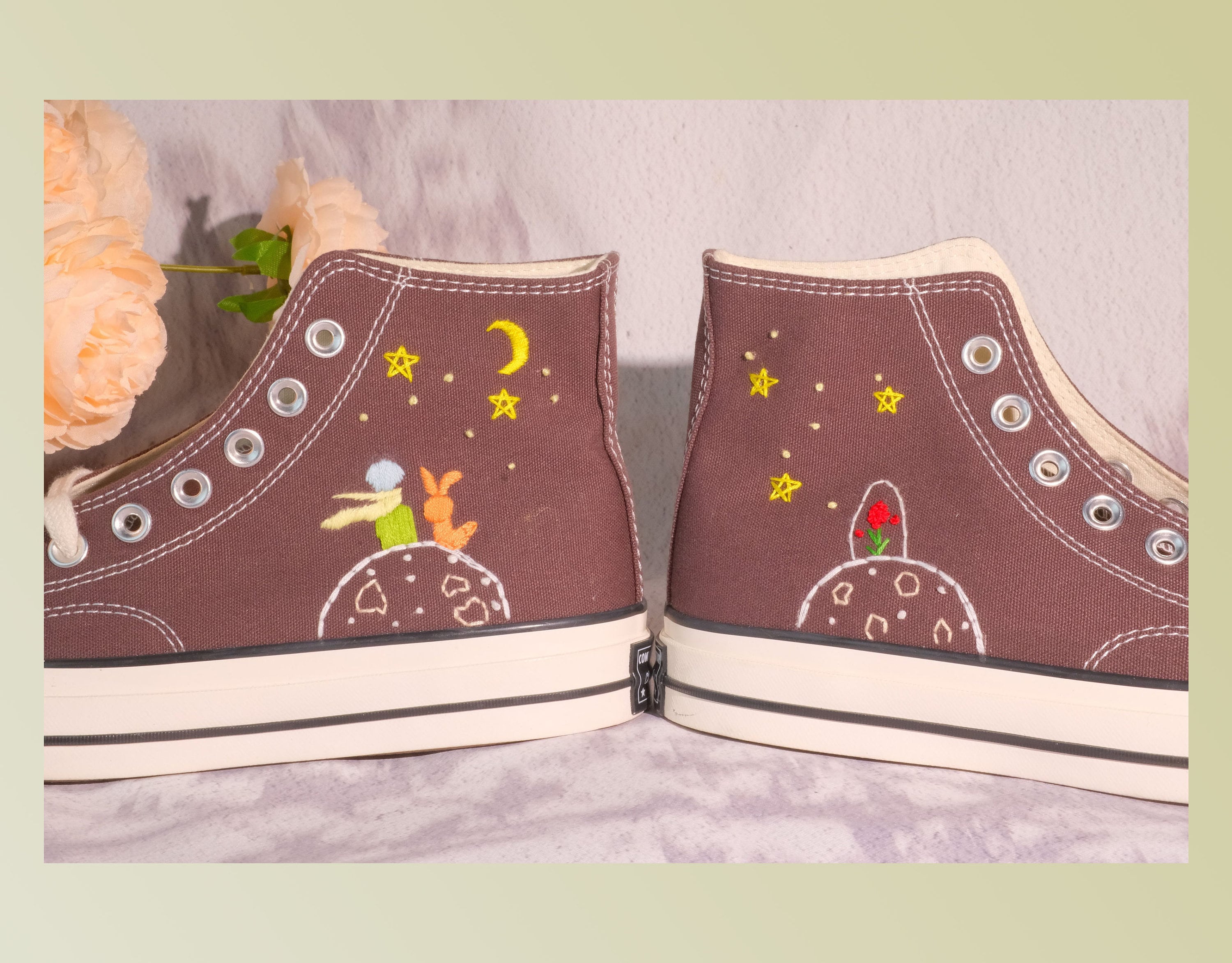 Custom Embroidery Shoes, Flower Converse Handmade, Women's S | Inspire ...