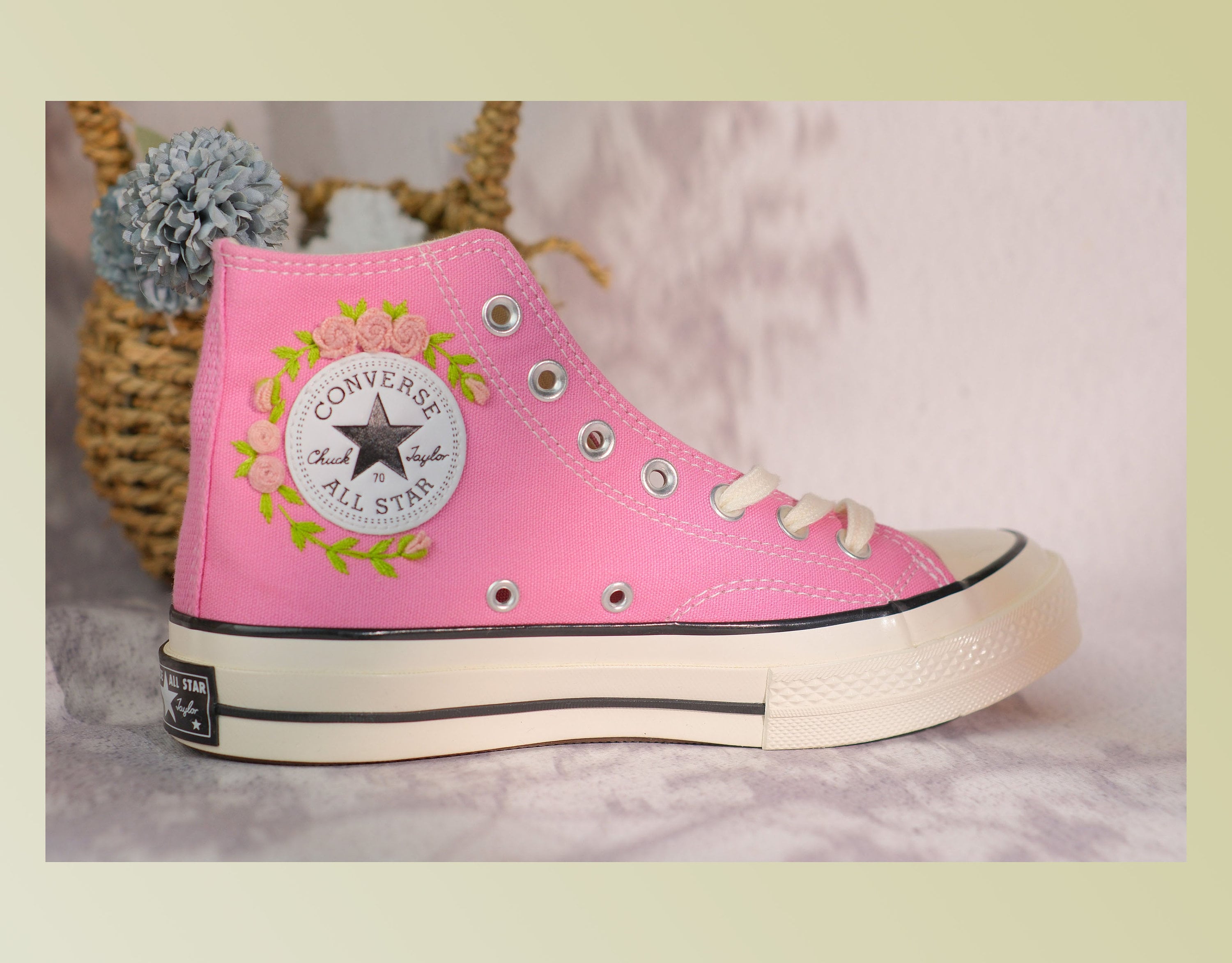 Custom Embroidery Shoes, Flower Converse Handmade, Women's S | Inspire ...