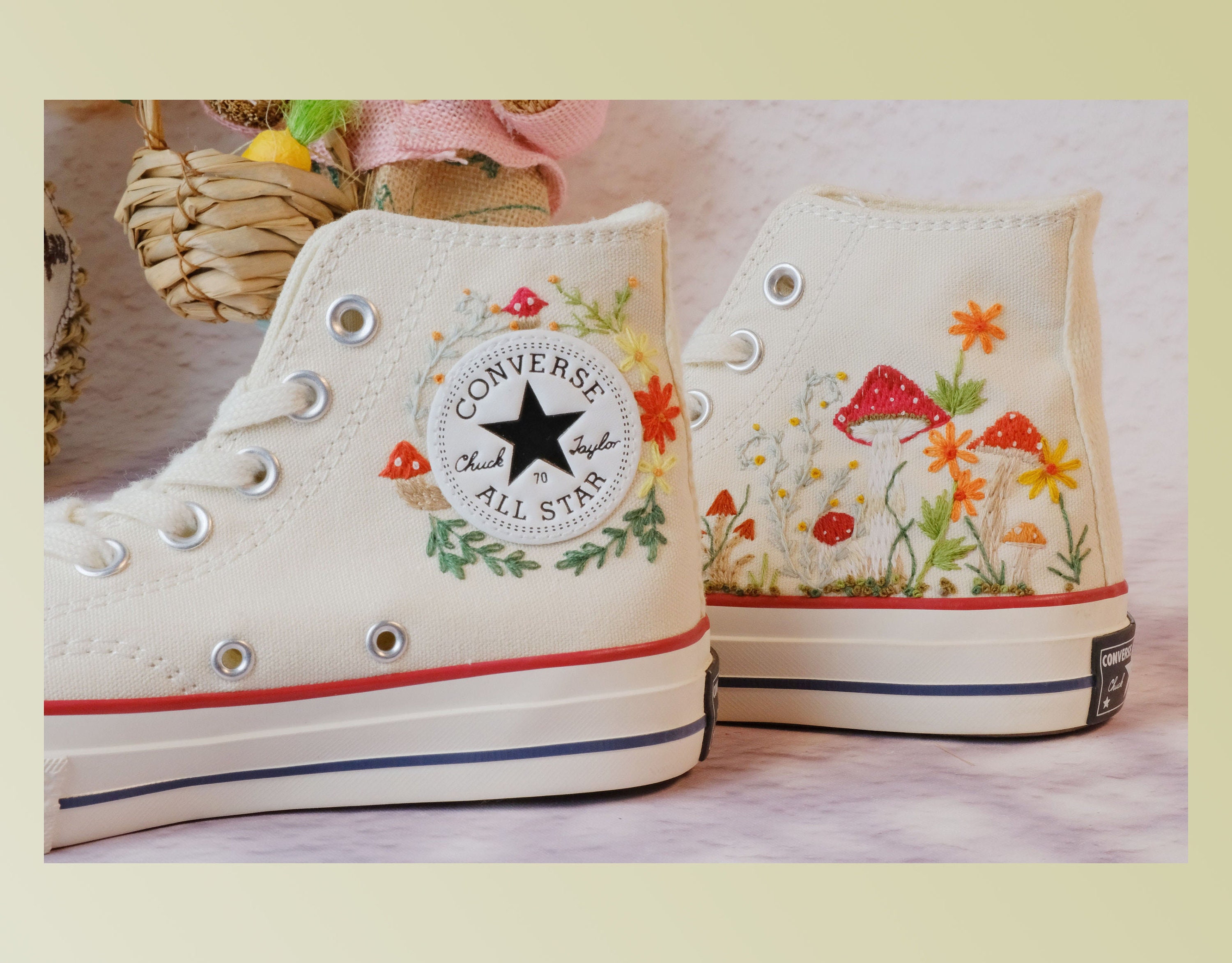 Custom Embroidery Shoes, Flower Converse Handmade, Women's S | Inspire ...