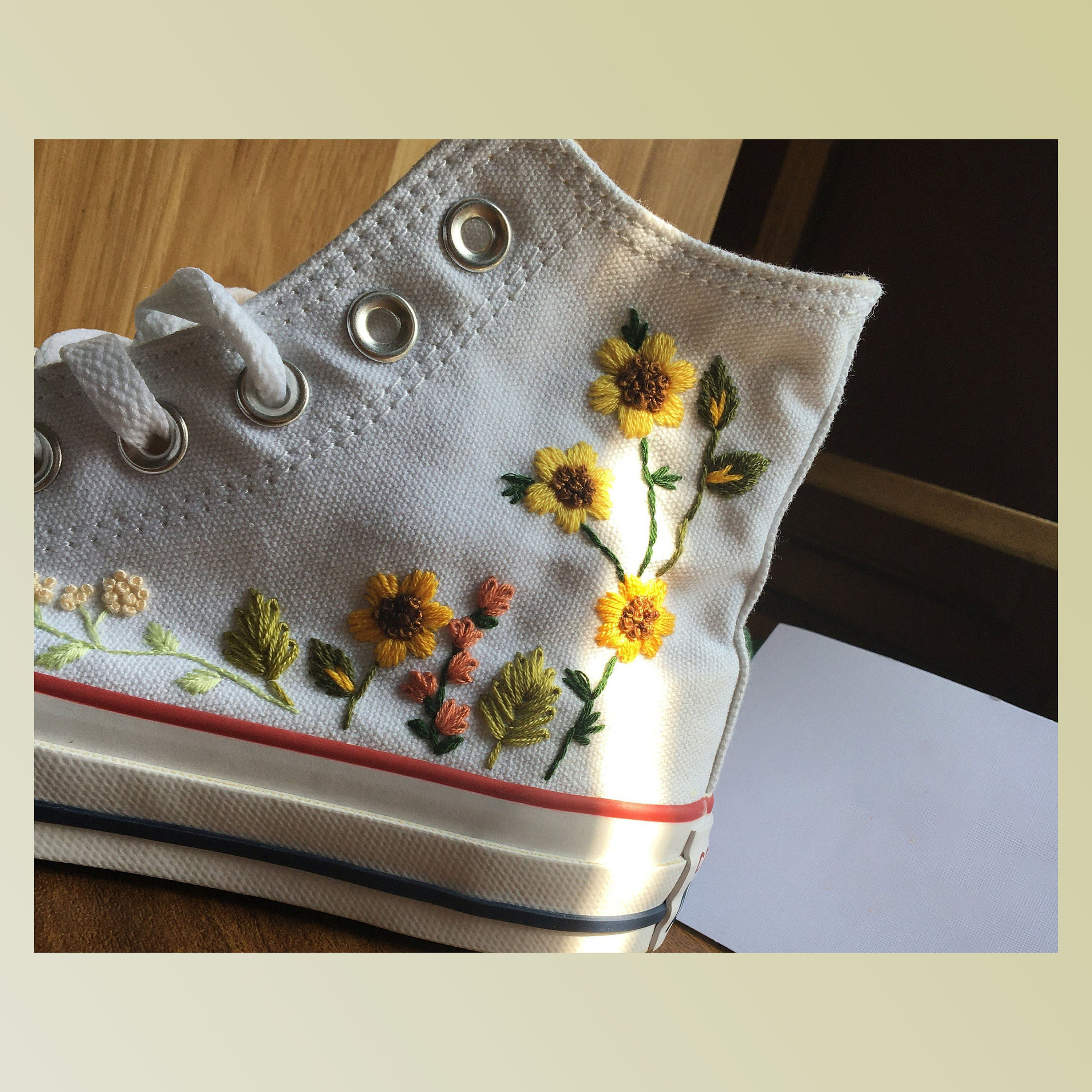 Custom Floral Embroidered Shoes, Handmade Embroidered Conver | Inspire Uplift