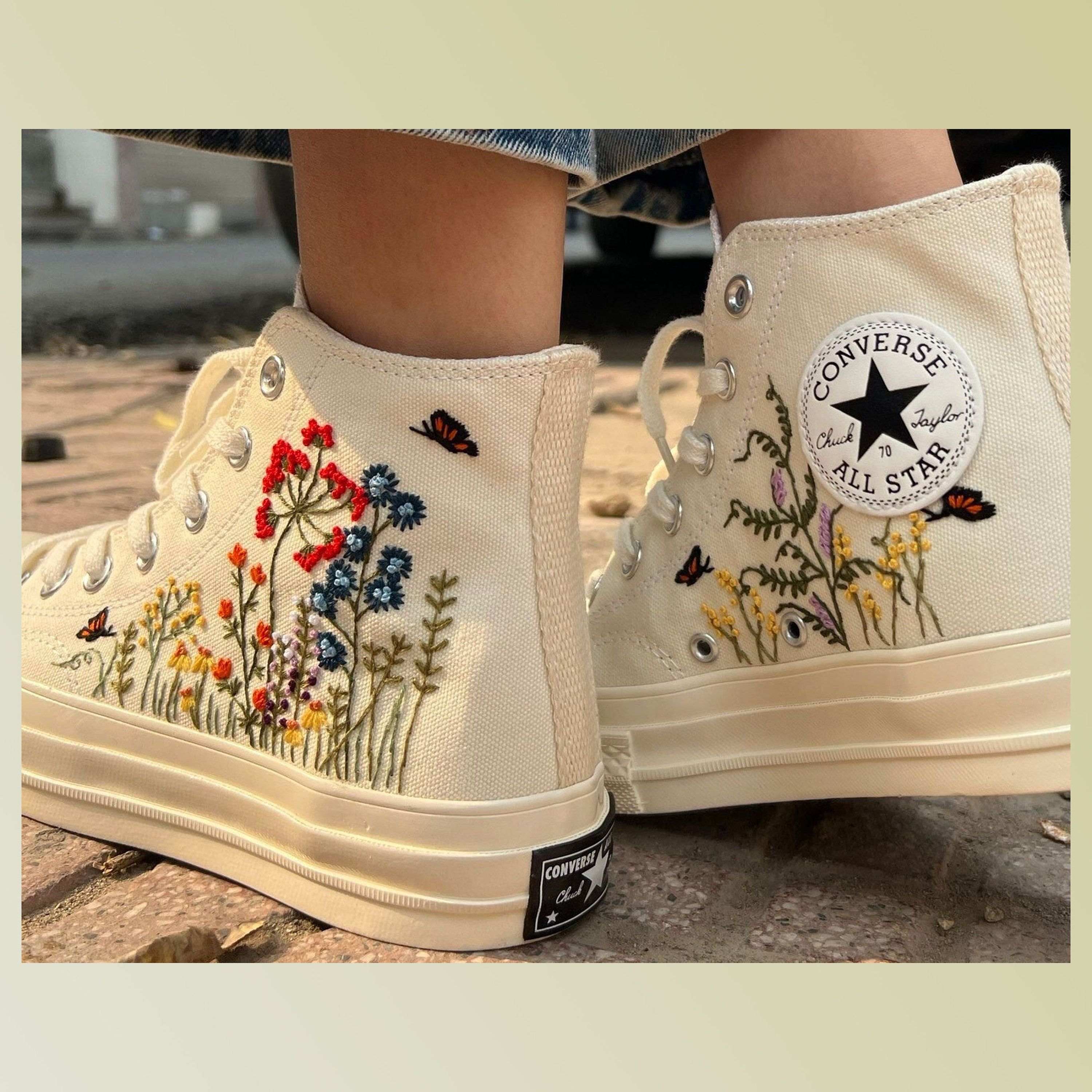 Custom Floral Embroidered Shoes, Handmade Embroidered Conver | Inspire Uplift