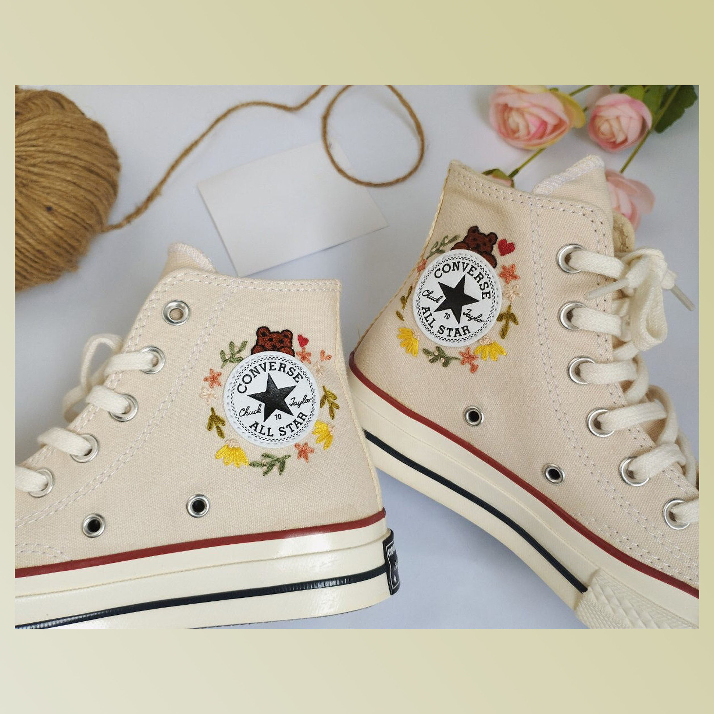 Custom Floral Embroidered Shoes, Handmade Embroidered Conver | Inspire ...