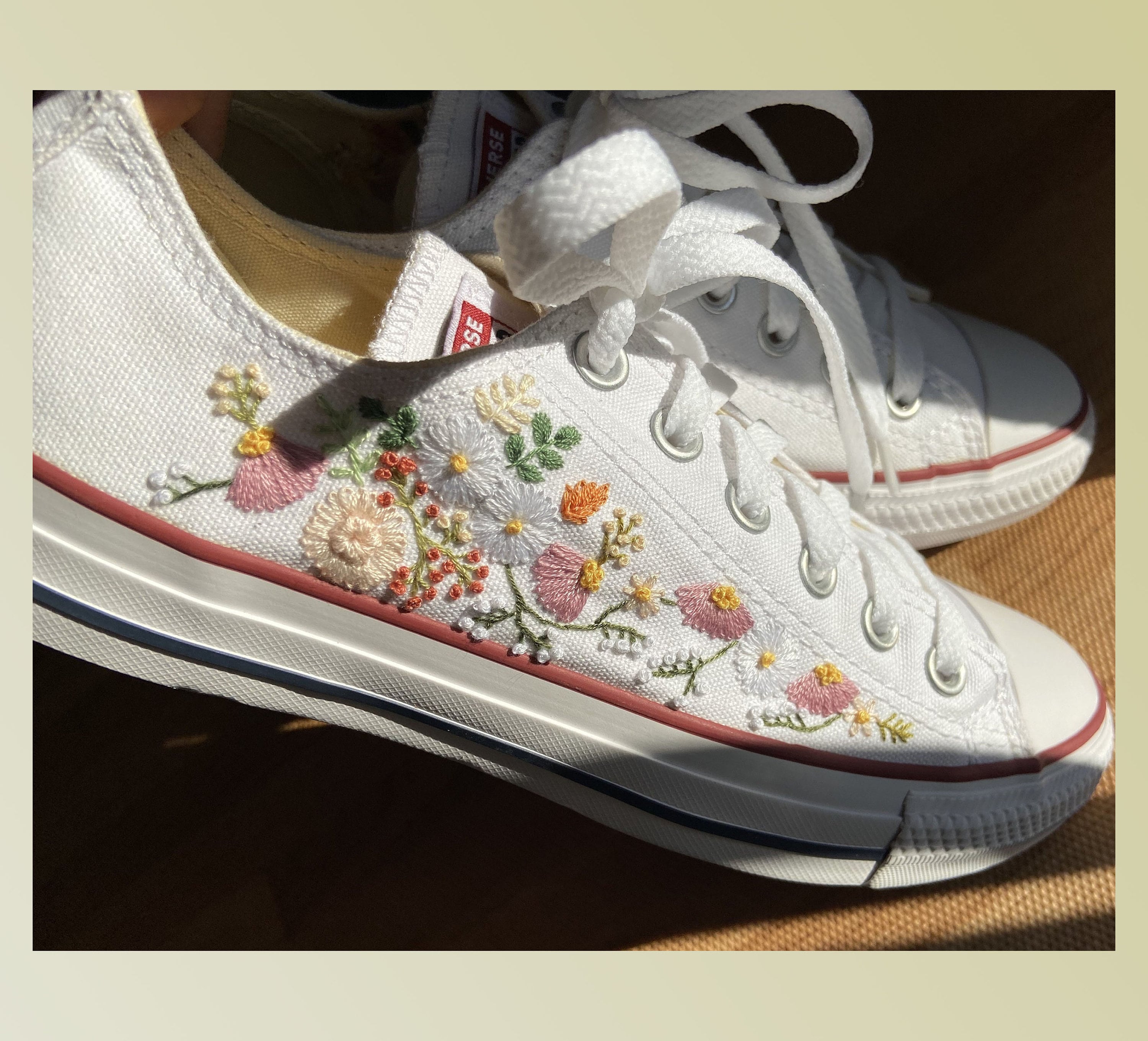 Custom Floral Embroidered Shoes, Handmade Embroidered Conver | Inspire Uplift