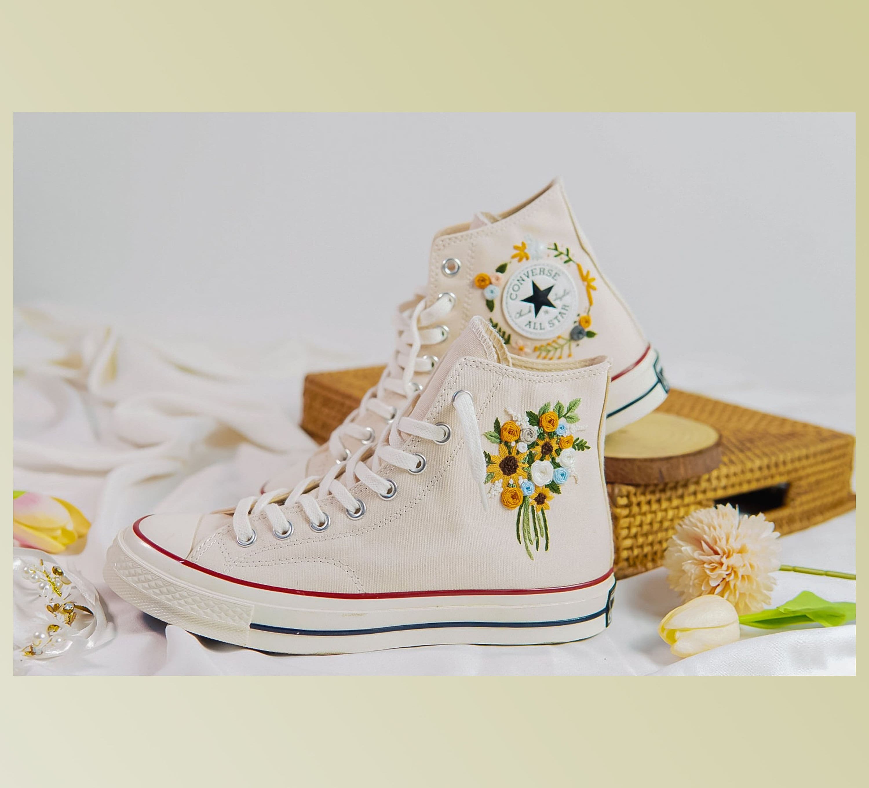Custom Floral Embroidered Shoes, Handmade Embroidered Conver | Inspire ...