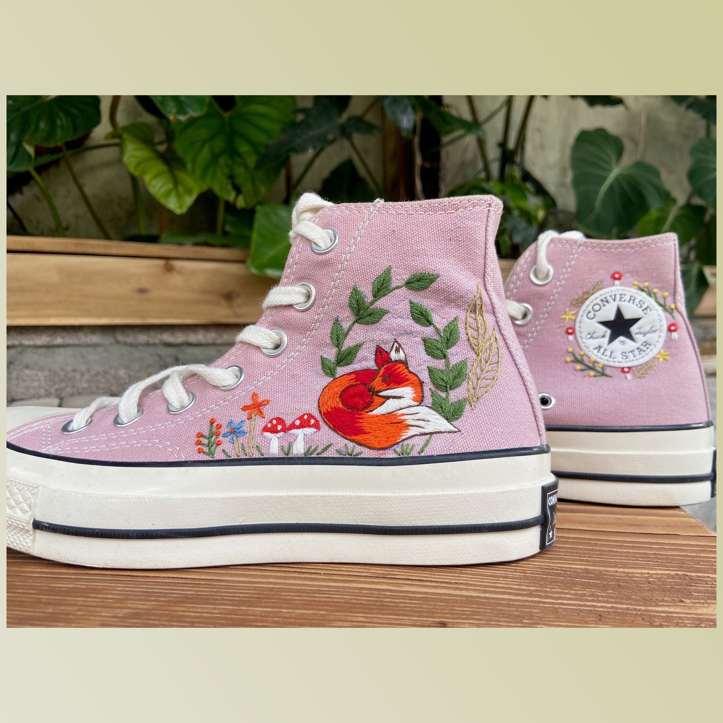 Custom Floral Embroidered Shoes, Handmade Embroidered Conver | Inspire ...