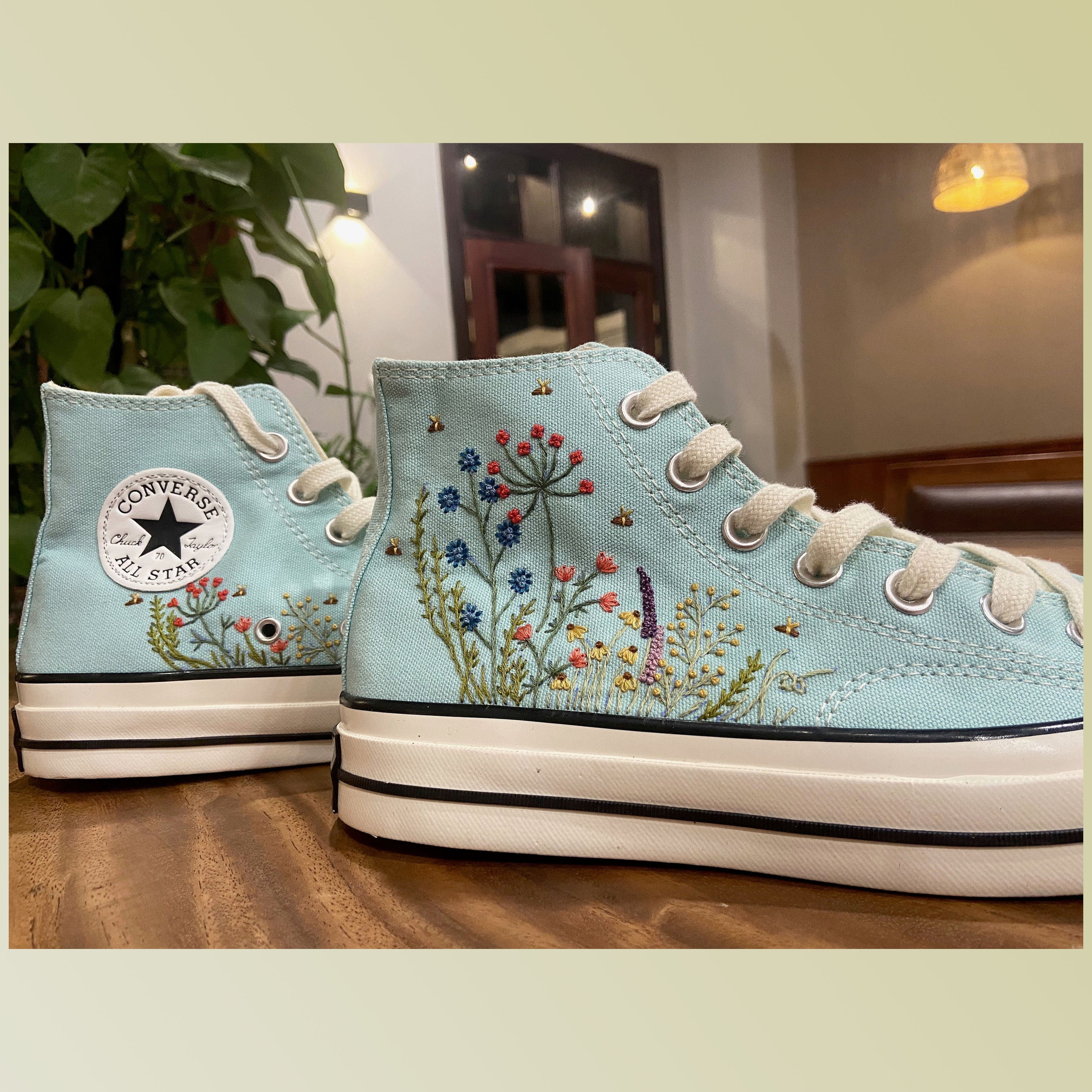 Custom Floral Embroidered Shoes, Handmade Embroidered Conver | Inspire ...