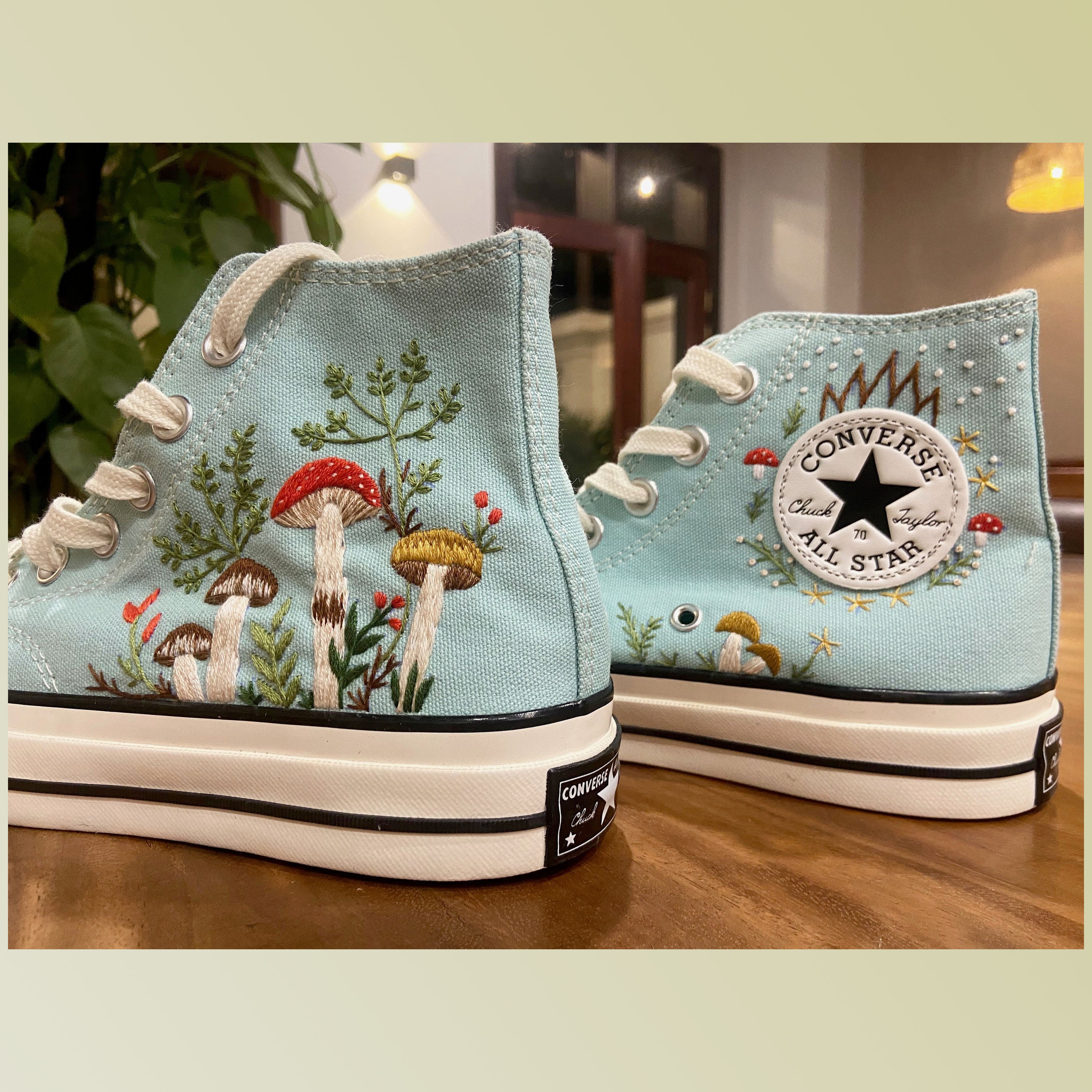 Custom Floral Embroidered Shoes, Handmade Embroidered Conver - Inspire ...