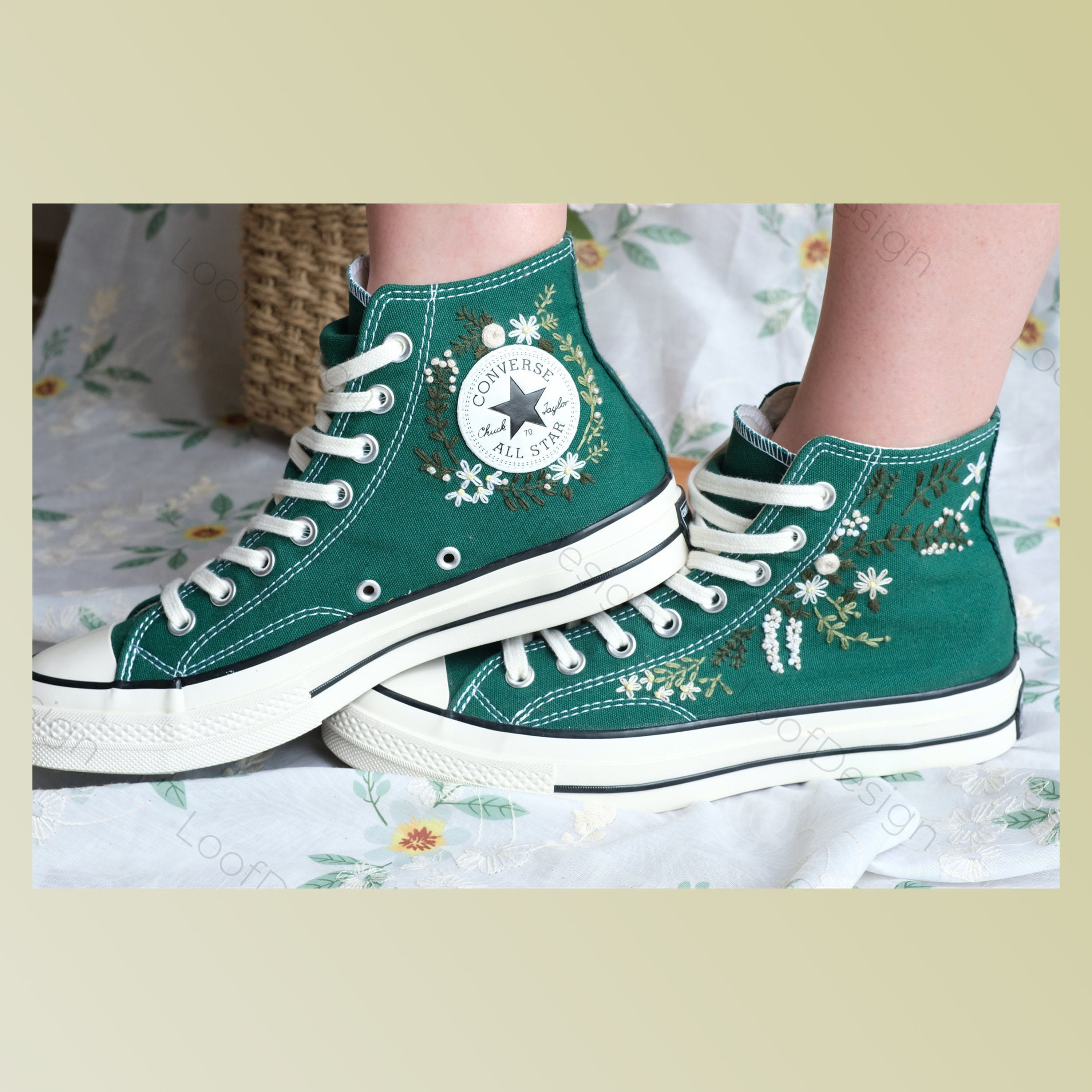 Custom Floral Embroidered Shoes, Handmade Embroidered Conver | Inspire ...
