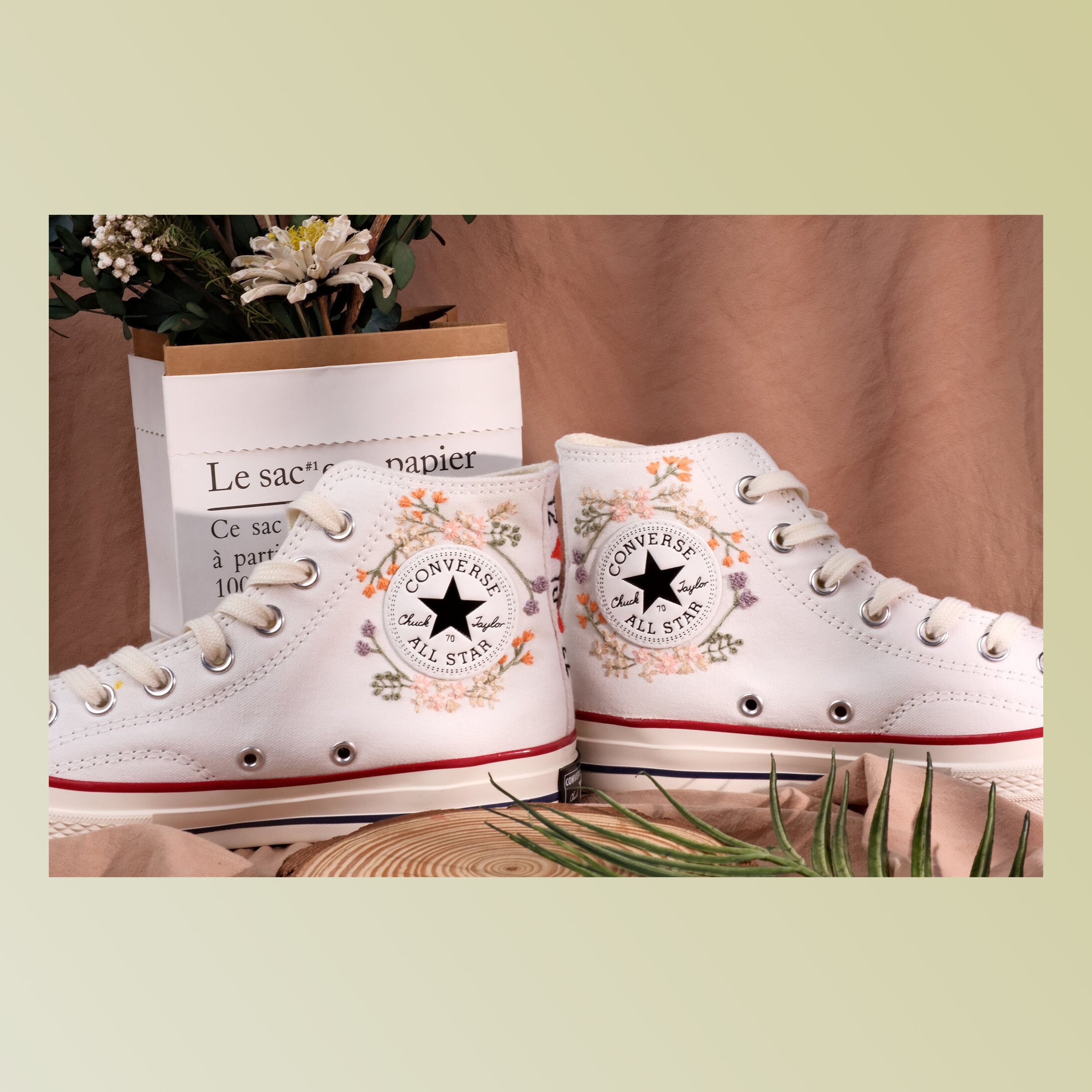 Custom Floral Embroidered Shoes, Handmade Embroidered Conver | Inspire ...