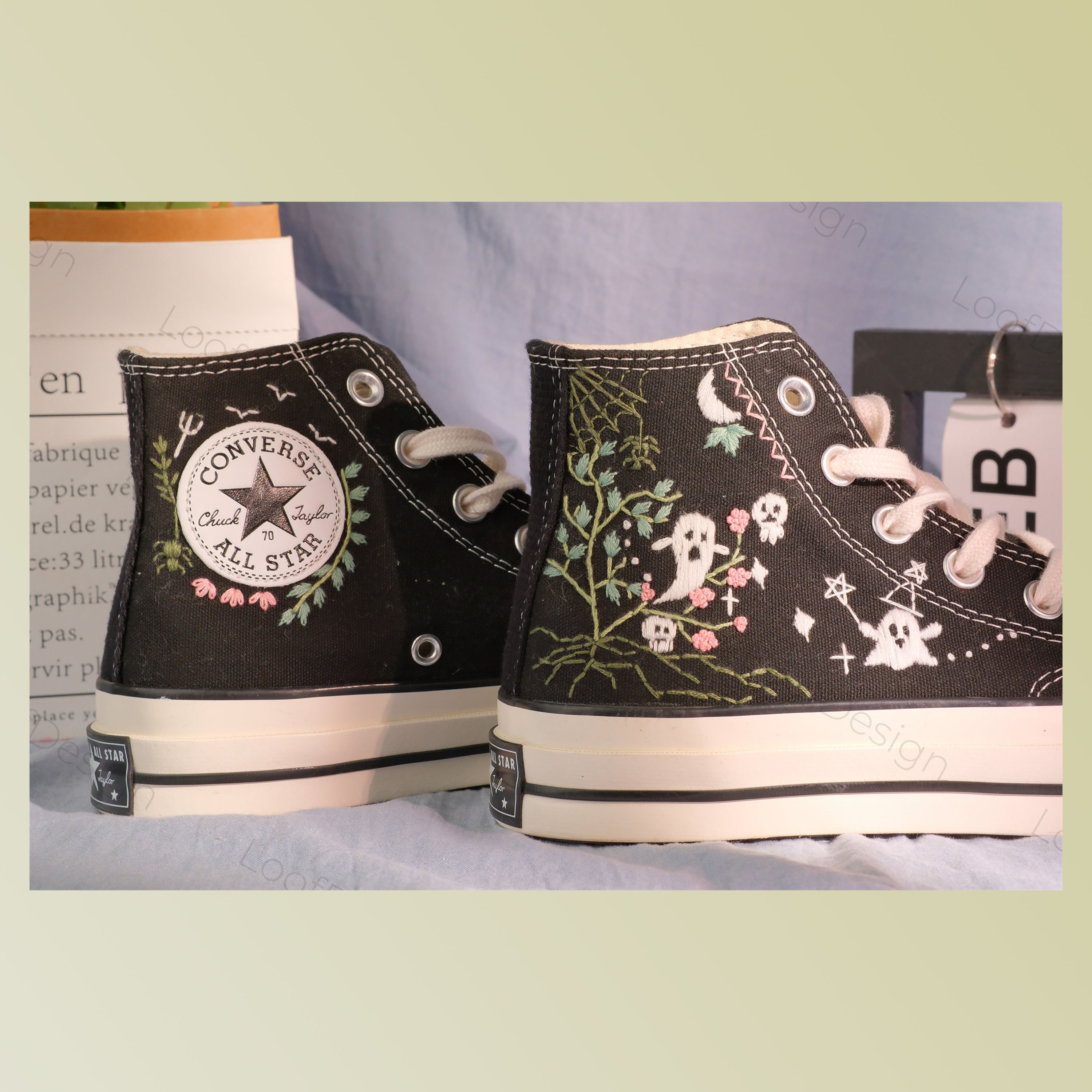 Custom Floral Embroidered Shoes, Handmade Embroidered Conver | Inspire ...