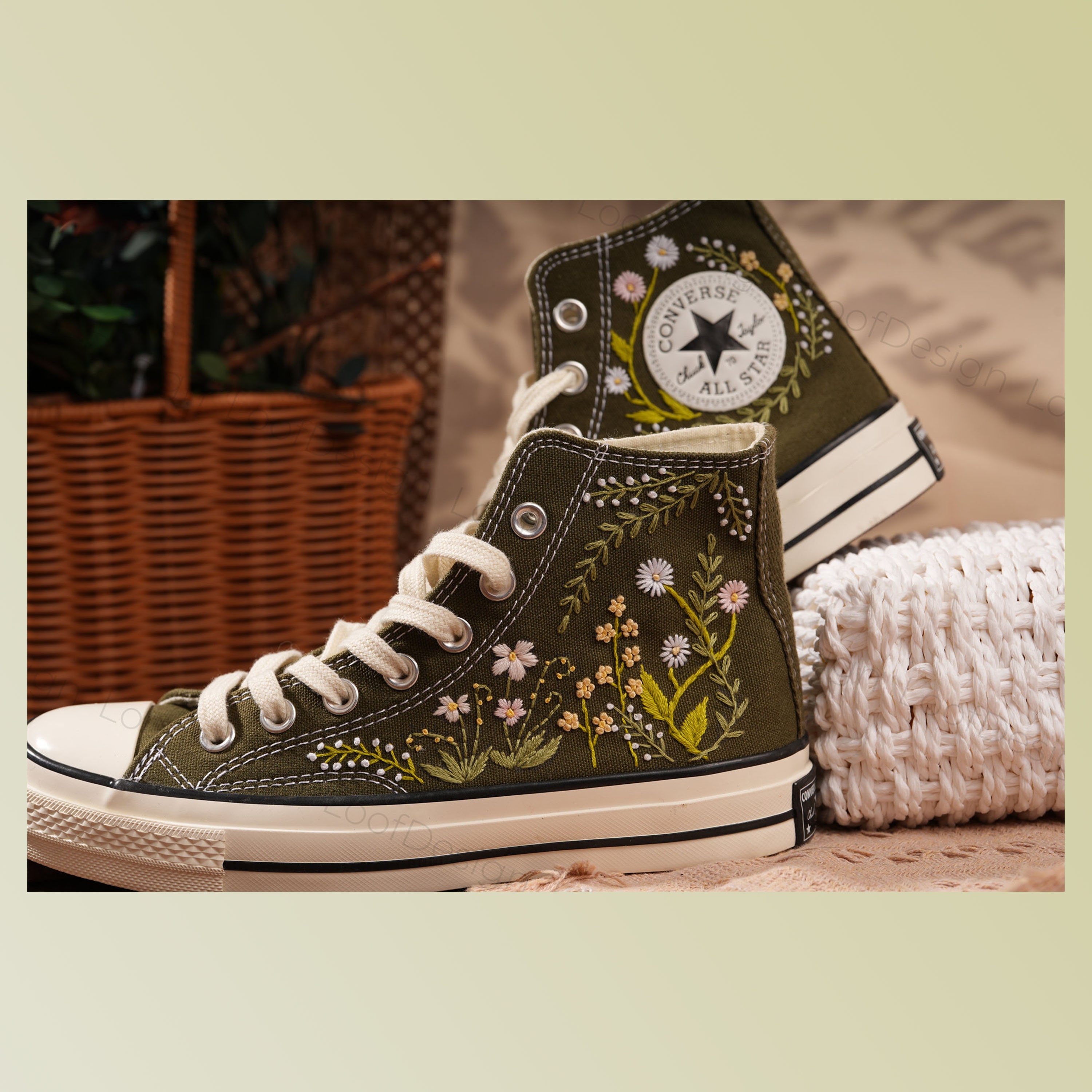 Custom Floral Embroidered Shoes, Handmade Embroidered Conver | Inspire ...