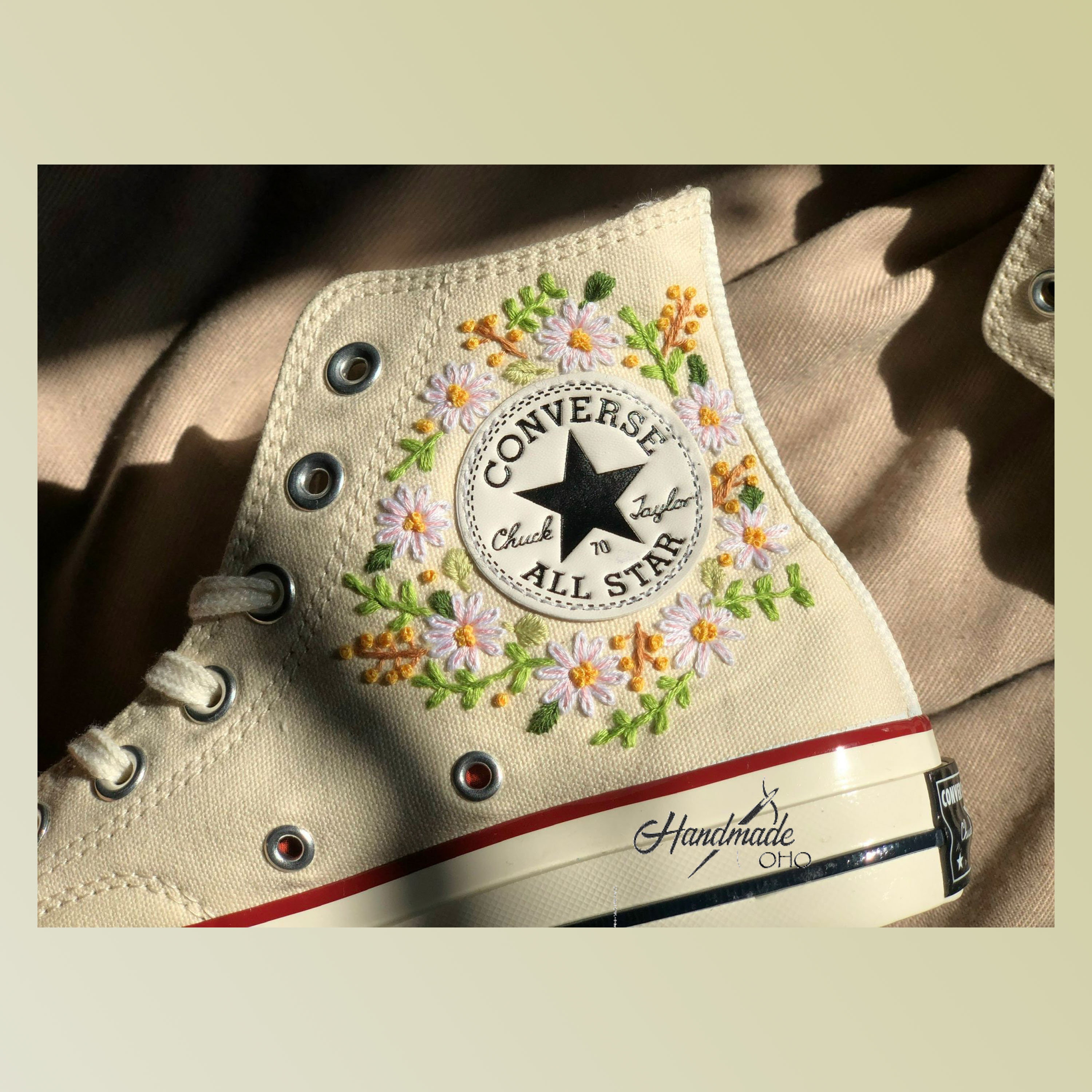 Custom Floral Embroidered Shoes, Handmade Embroidered Conver | Inspire ...