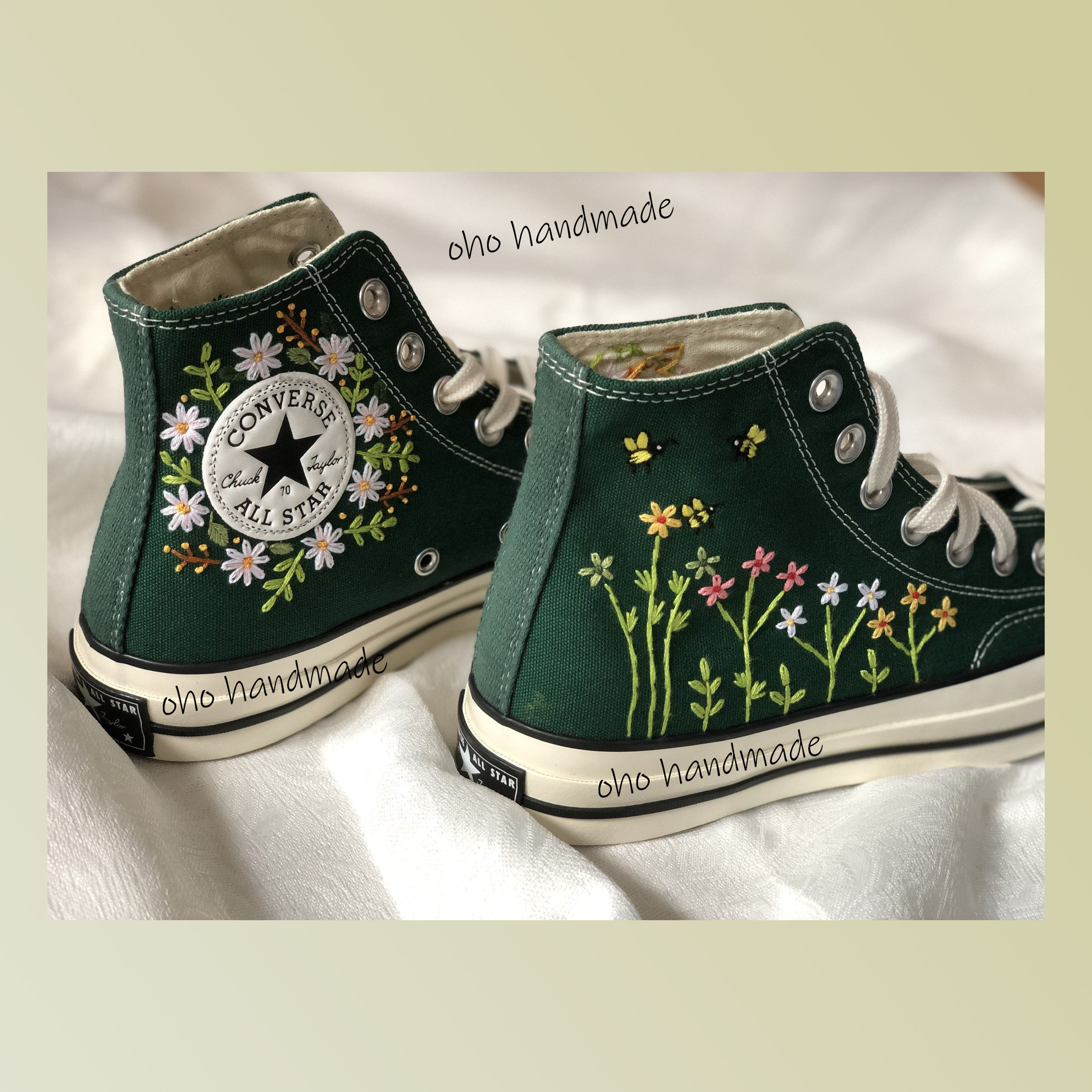 Custom Floral Embroidered Shoes, Handmade Embroidered Conver | Inspire ...