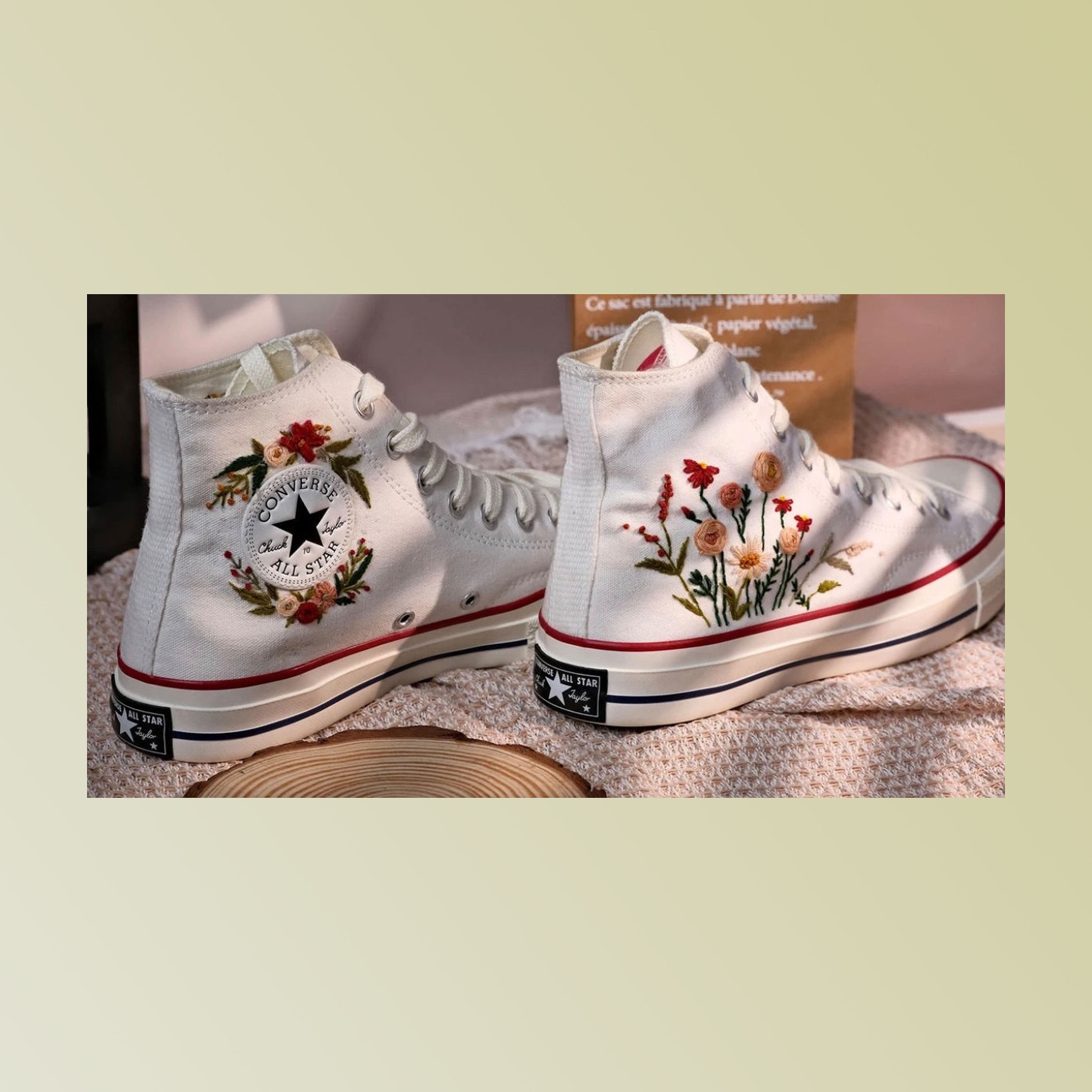 Custom Nicole Schmidt, Flower Converse Embroidered, Custom E | Inspire Uplift