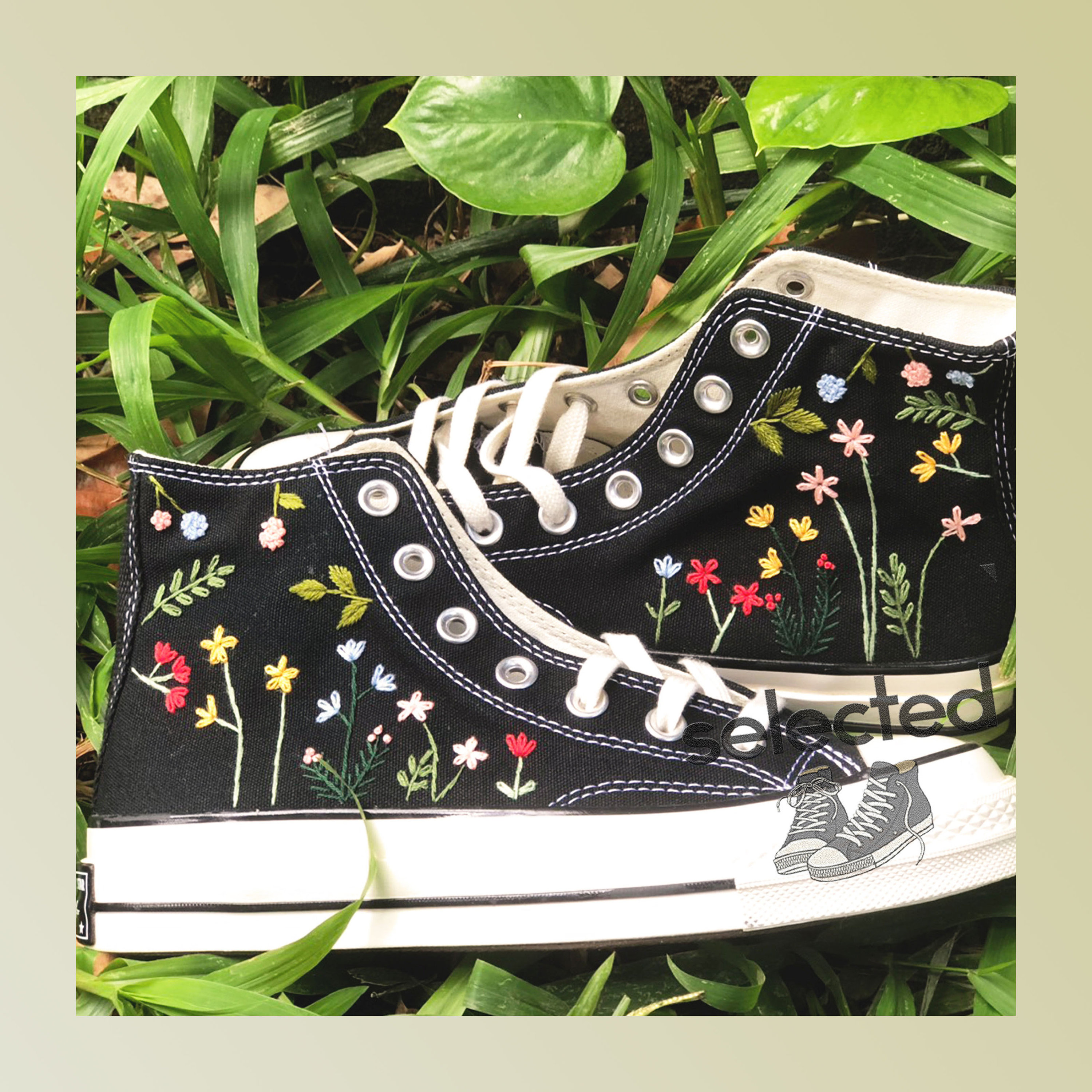Embroidered Tiny Floral Converse, Converse Chuck Taylor 1970 | Inspire ...
