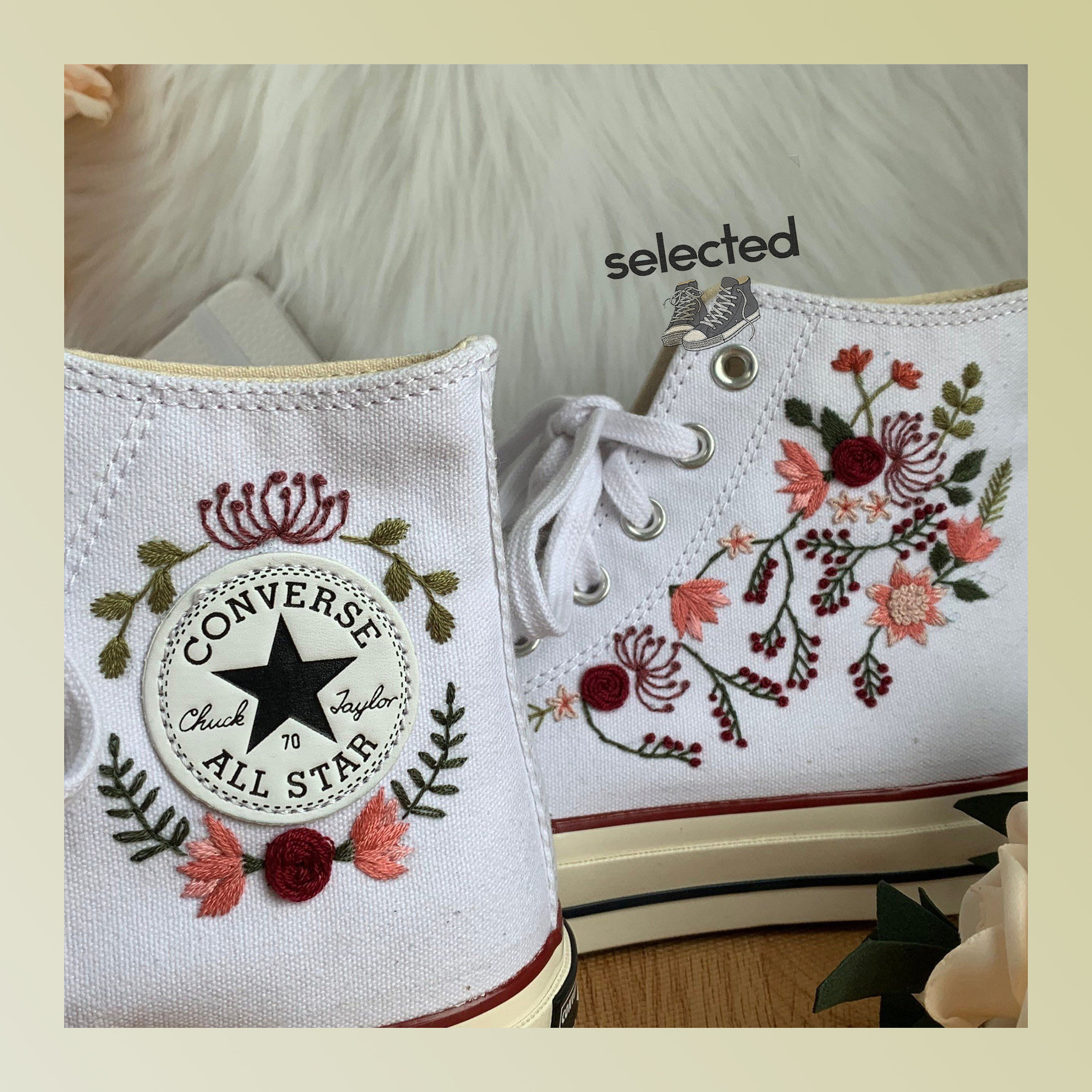 Flower Converse Custom, Converse High Neck Floral Embroidery | Inspire ...