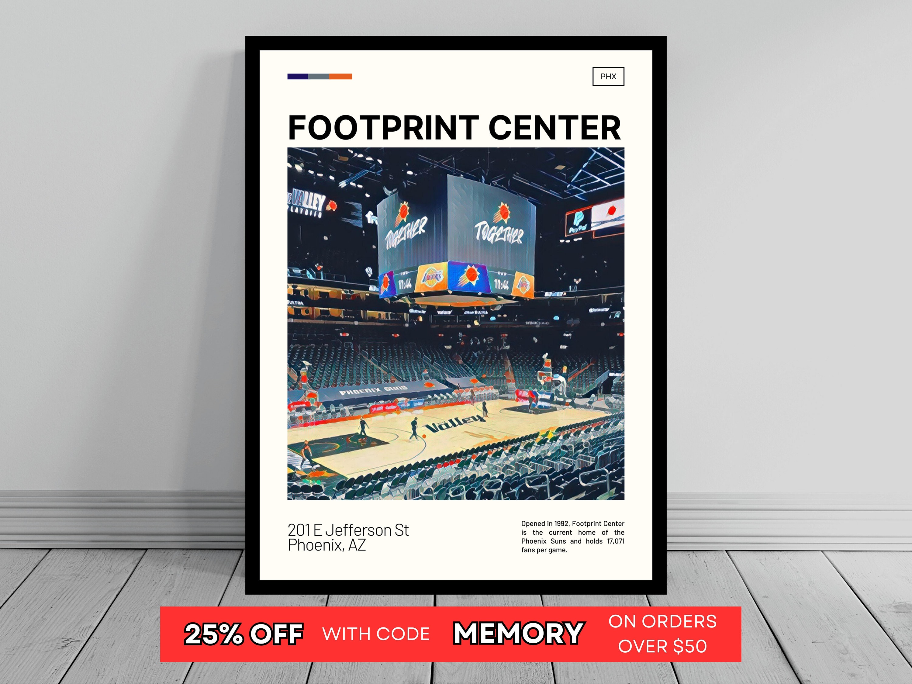 Footprint Center Print Phoenix Suns Poster NBA Art NBA Ar | Inspire Uplift