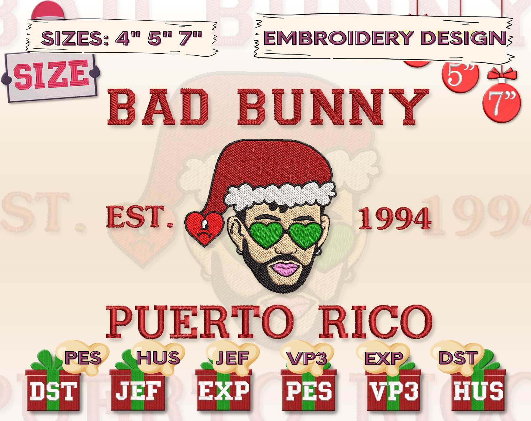 Christmas Bad Bunny Designs, Christmas Embroidery Designs, M | Inspire ...