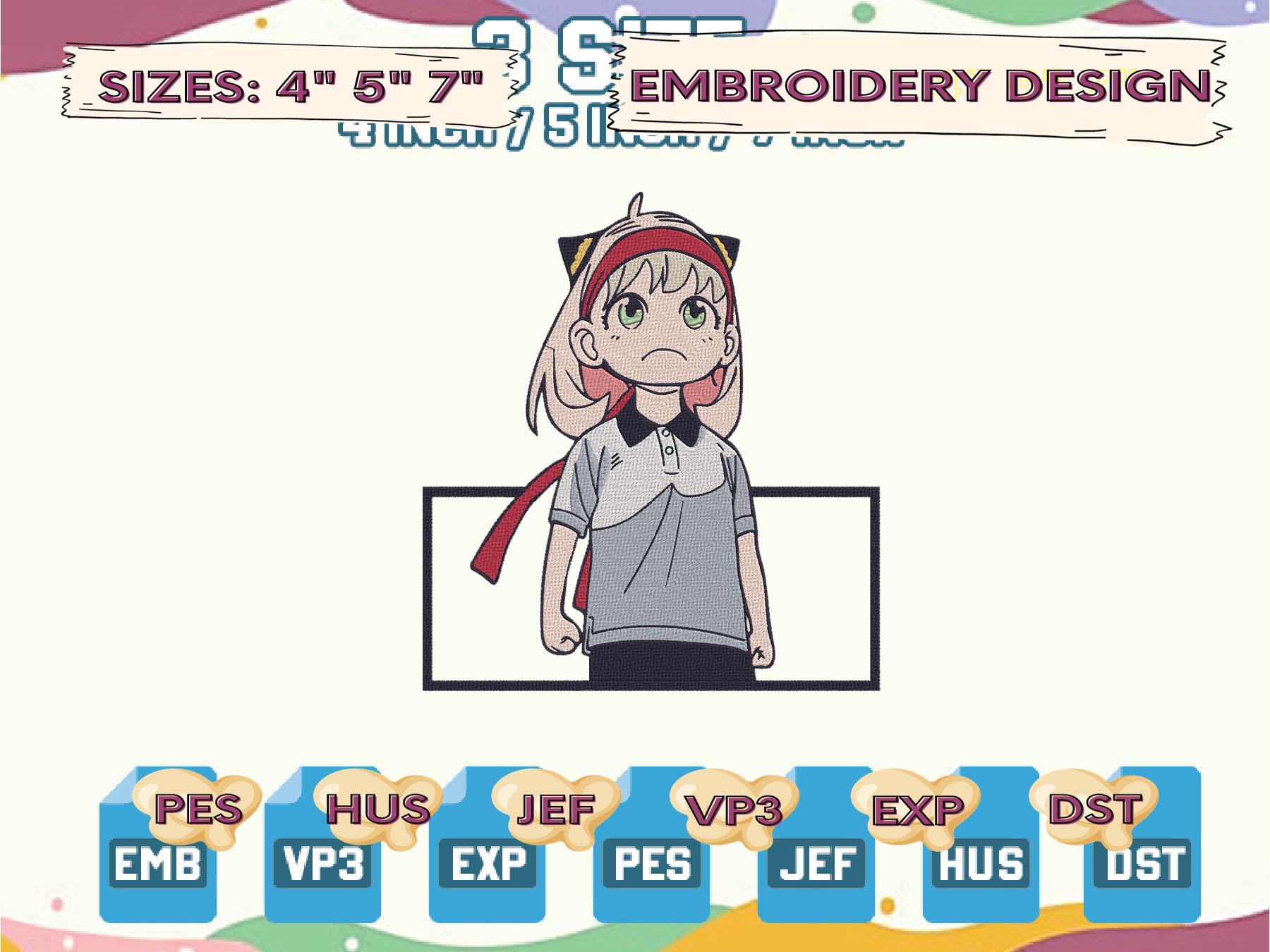 Cute Anime Girl Embroidery Designs, Inspired Anime Embroider | Inspire ...