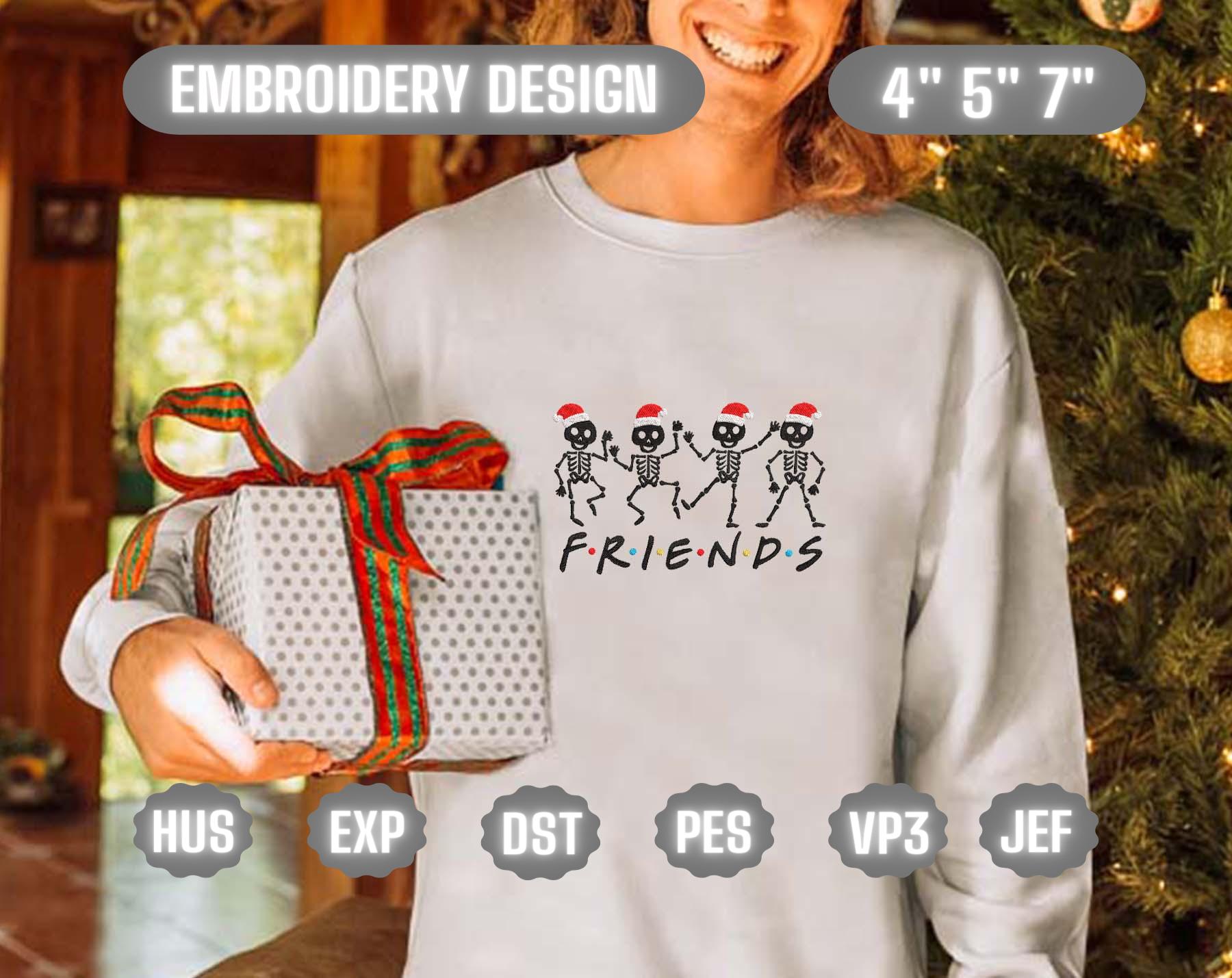 Skeleton Friend Embroidery Designs, Christmas Embroidery Des | Inspire ...