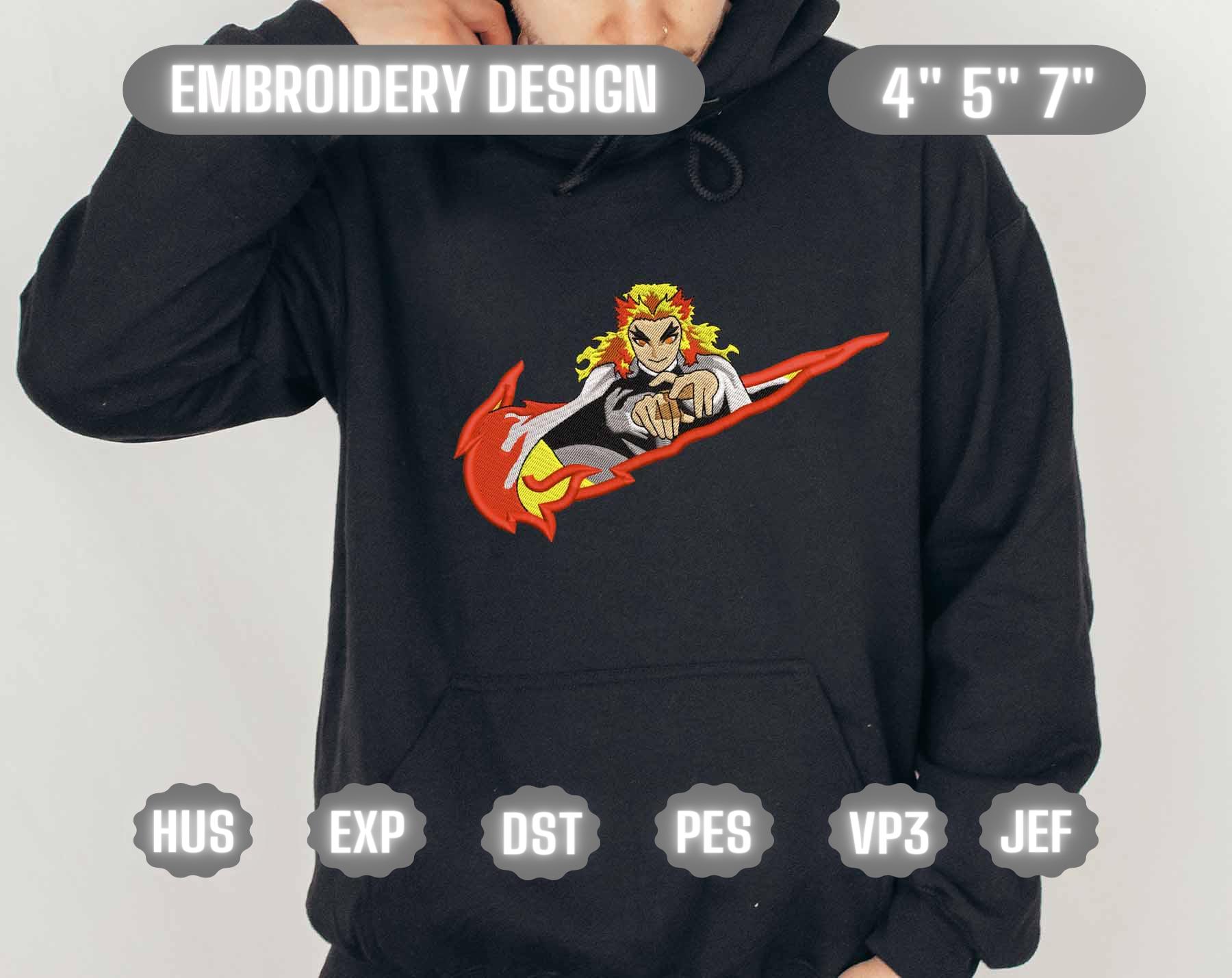Inspired Anime Embroidered Sweatshirt, NIKE X Rengoku Embroi | Inspire ...