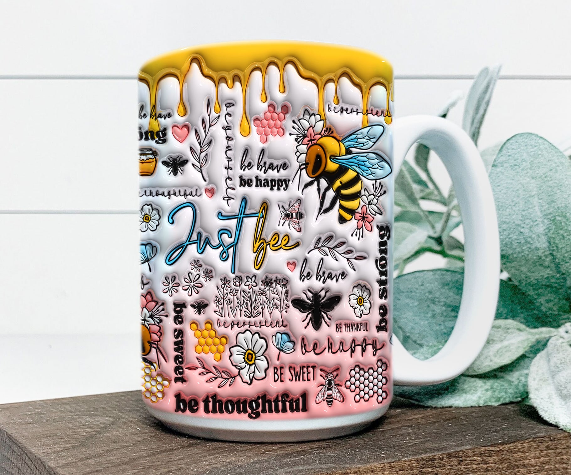 3D Inflated Mug Design Bundle, 3D Daisy Puff Sublimation 11o | Inspire ...
