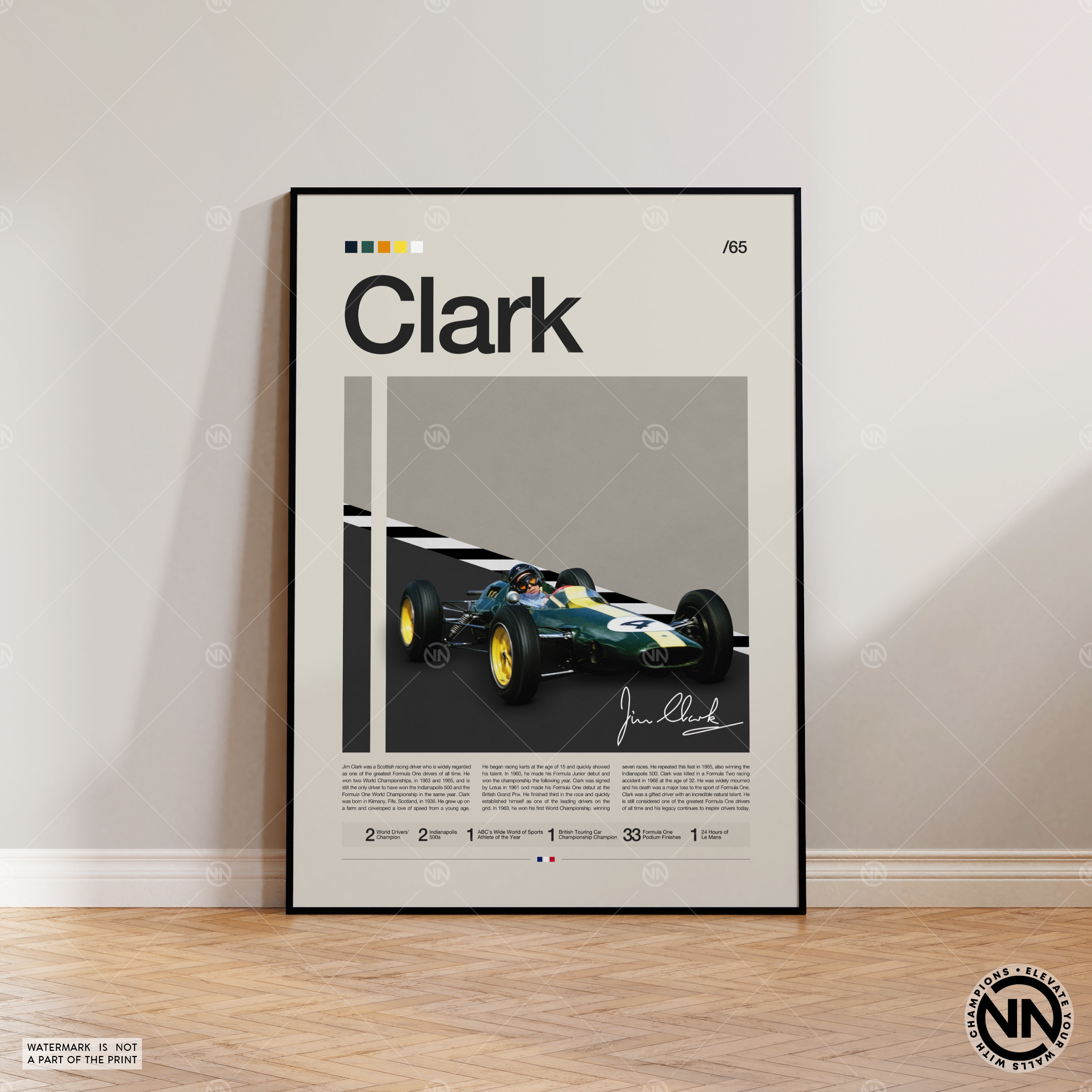 Jim Clark Poster, Formula One Poster, F1 Racing Poster, Moto - Inspire ...