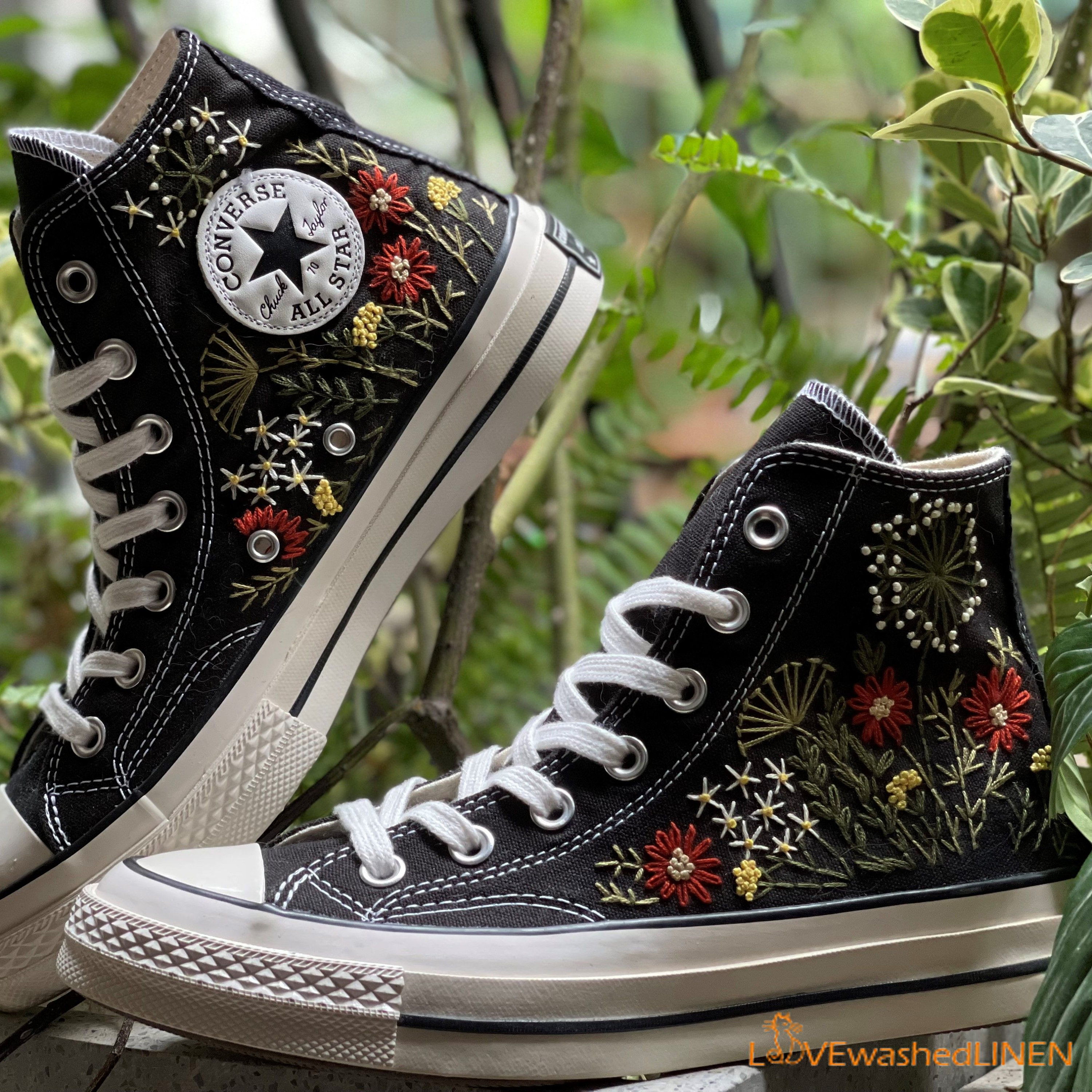 Custom Converse Chuck Taylor Embroidered ghosts and mushroom | Inspire ...