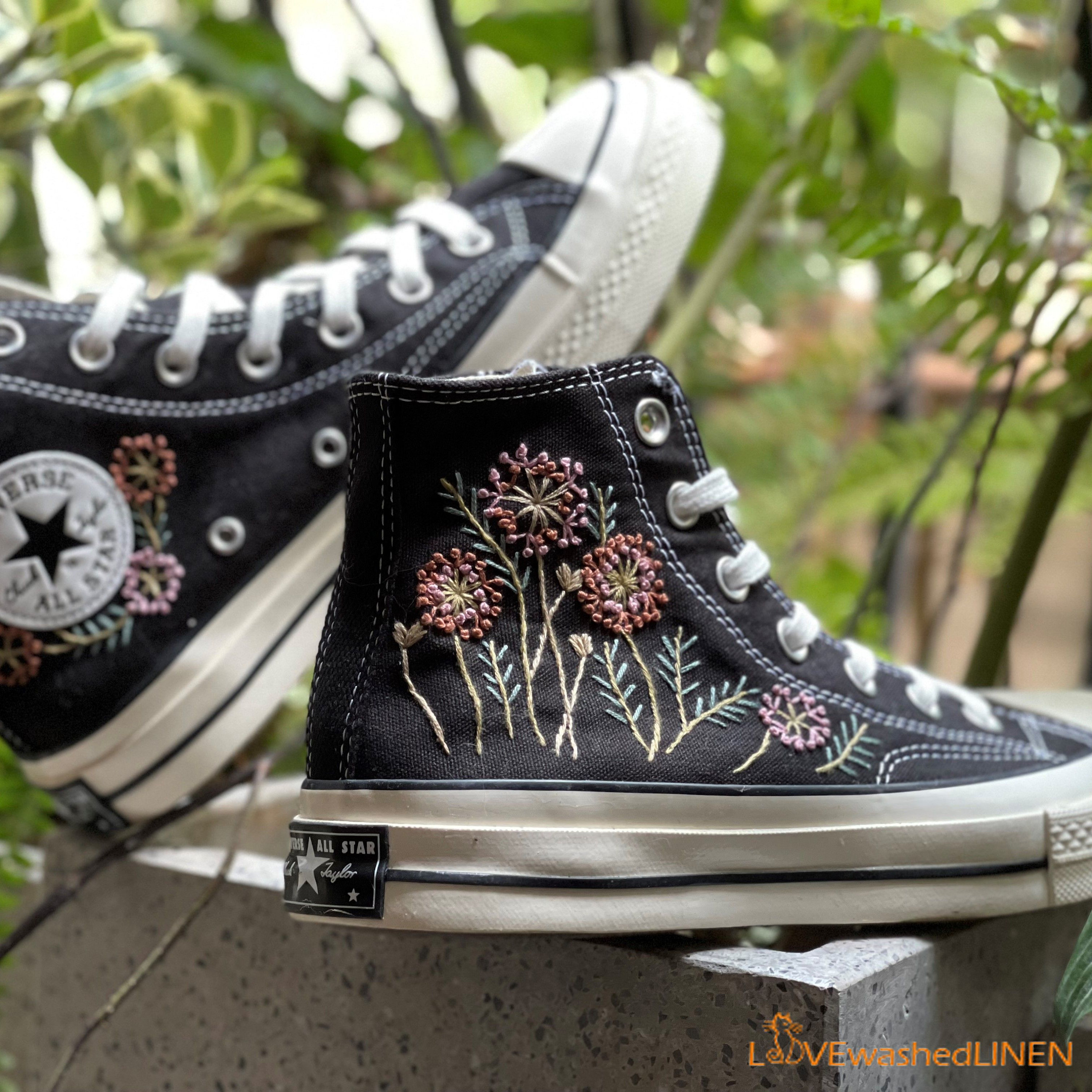Custom Coverse Platform, Wedding Flowers Embroidered Convers | Inspire ...