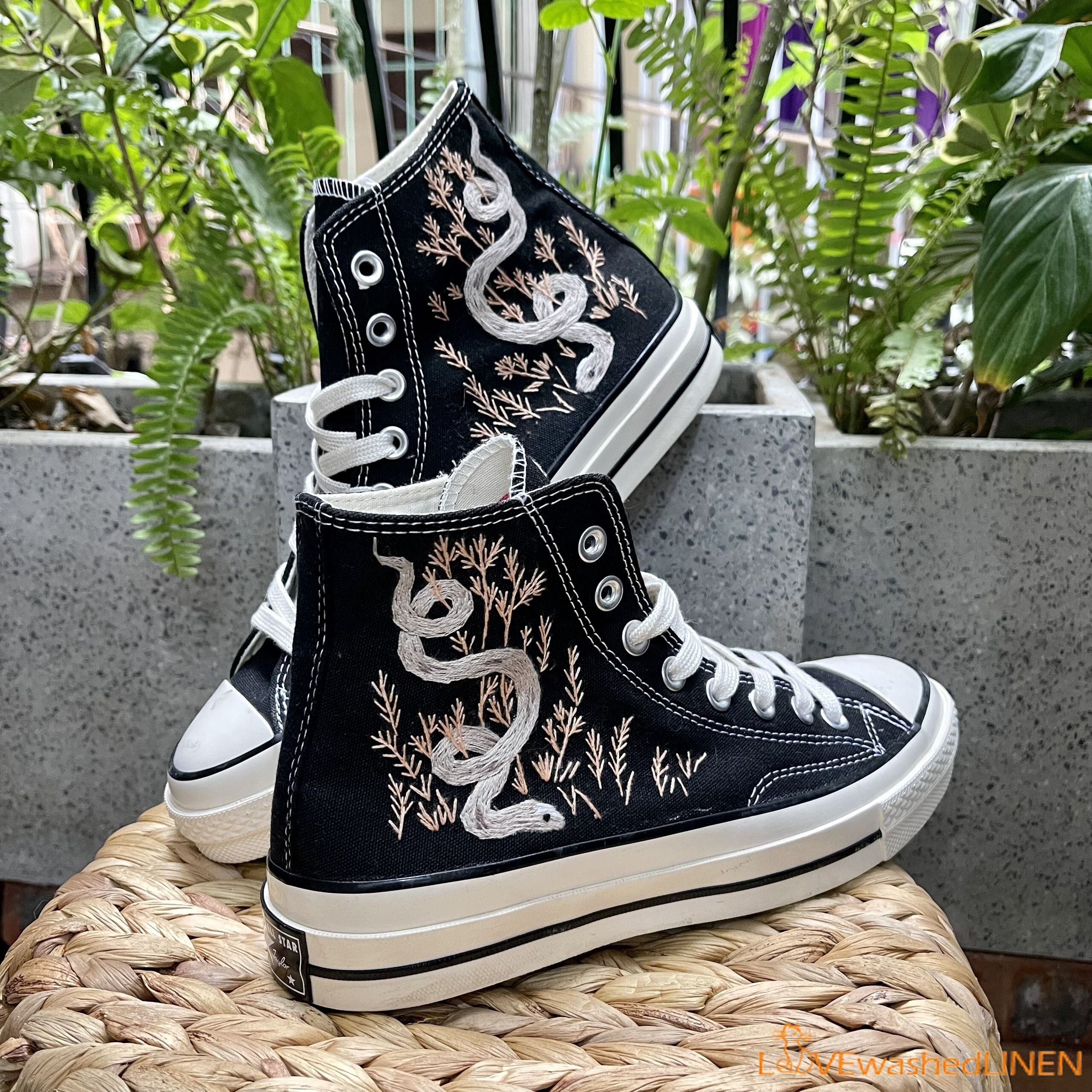 Custom Embroidered Converse High Tops Chuck Taylor 1970s, Ha | Inspire ...